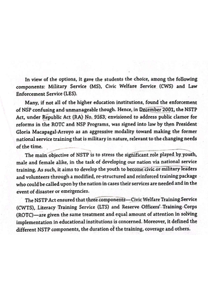 ROTC-reviewer - 2222 - LESSON 1: NATIONAL SERVICE TRAINING PROGRAM ACT ...