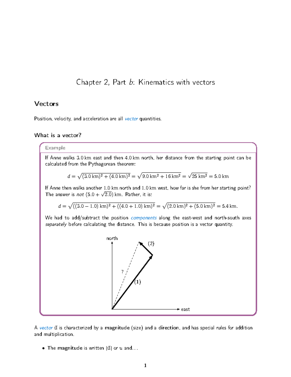 LN2b - Kinematics with vectors - Chapter 2, Part b: Kinematics with ...