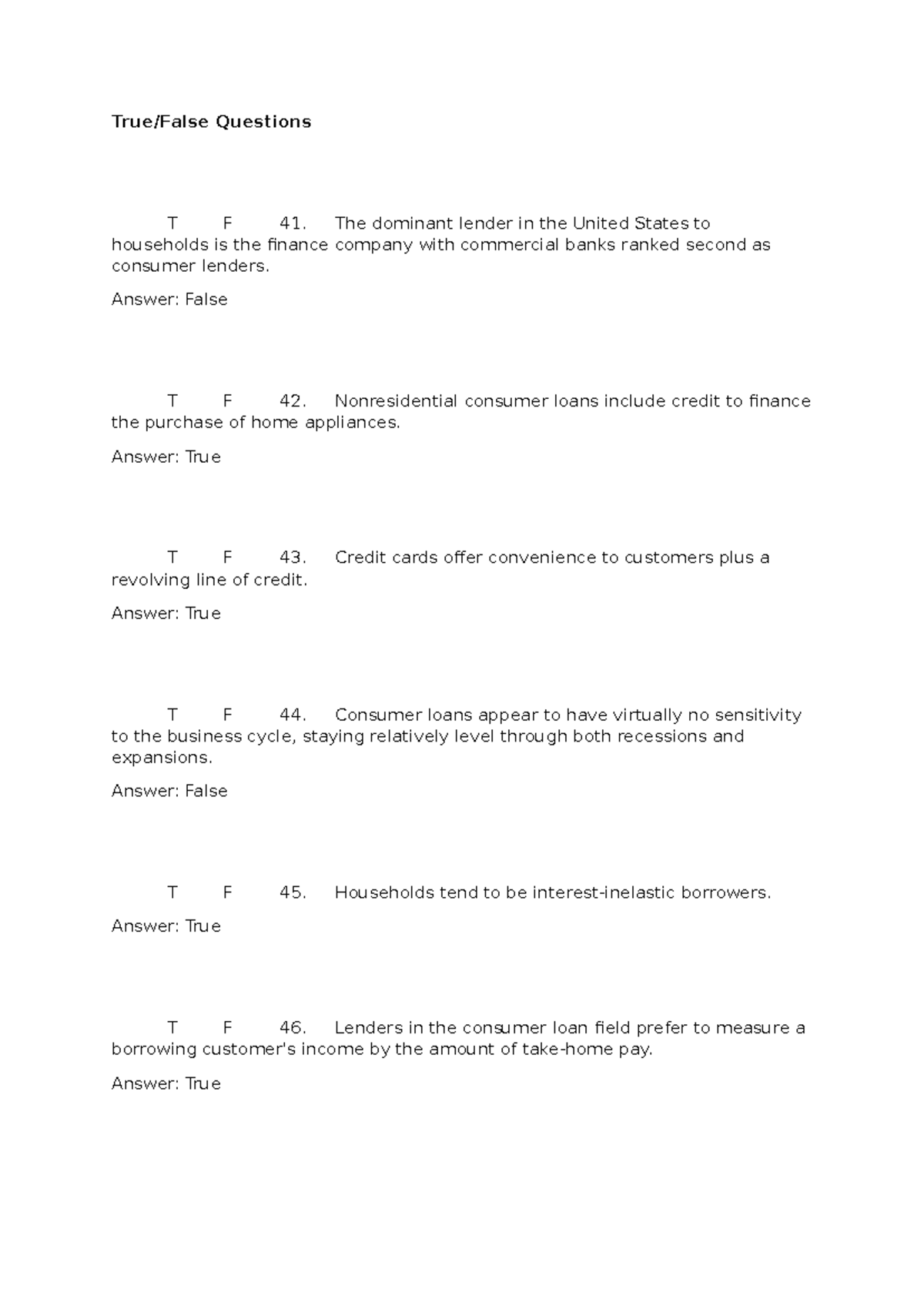 Chap 18 TF - nhtm 2 chap 18 tf - True/False Questions T F 41. The ...