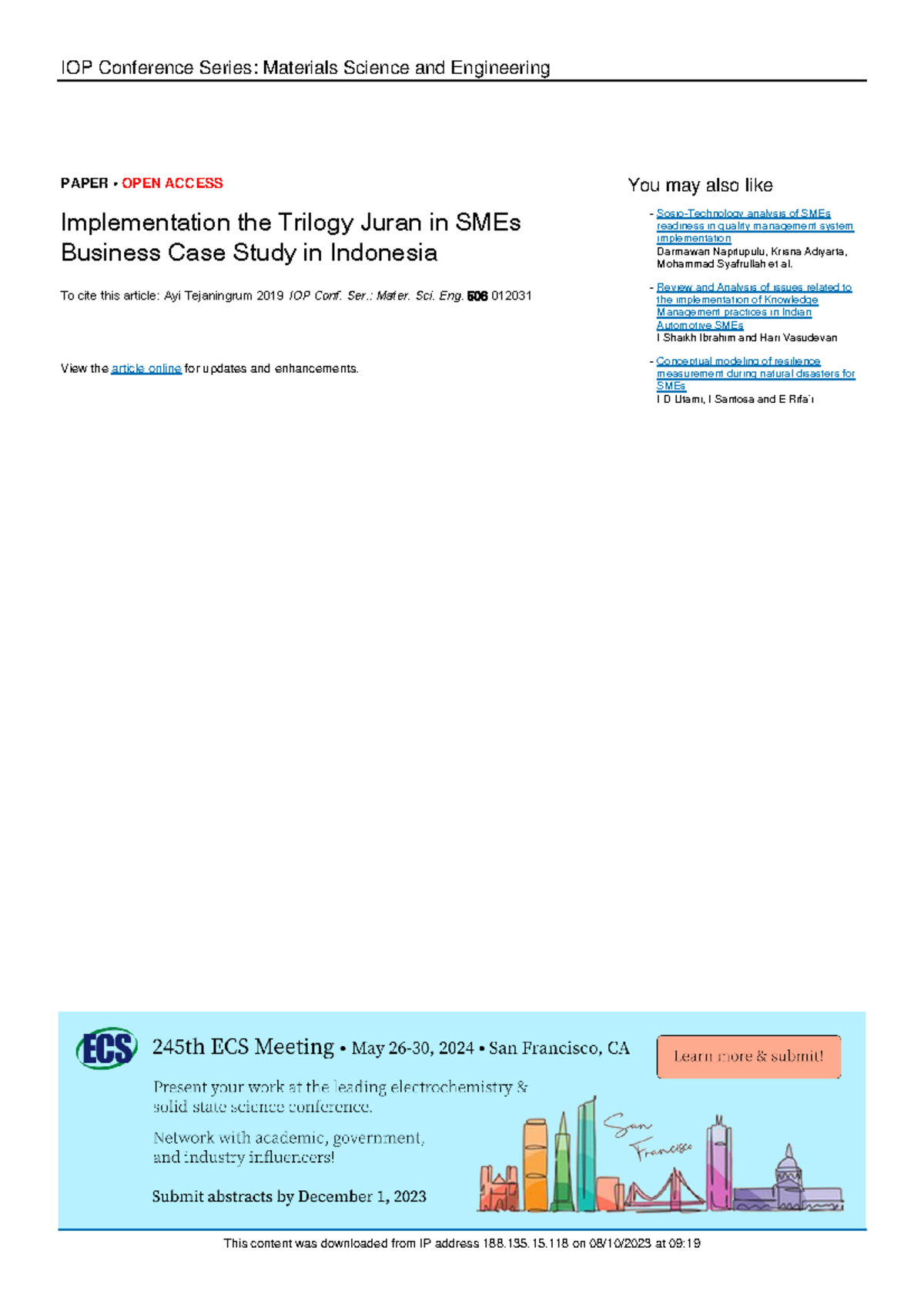 Tejaningrum 2019 IOP Conf. Ser.%3A Mater. Sci - IOP Conference Series ...