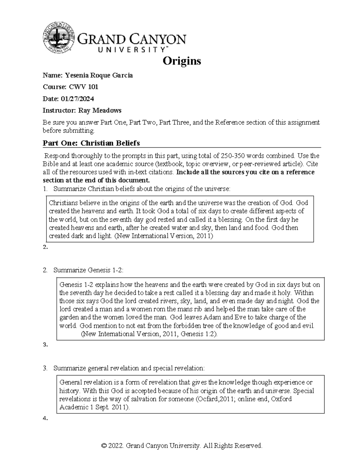 CWV 101 301 RS T2Origins Online - Origins Name: Yesenia Roque Garcia ...