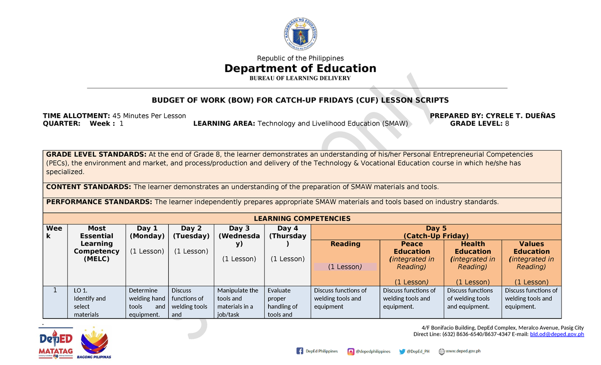 TLE BOW 8- Shielded metal arc welding - Republic of the Philippines ...