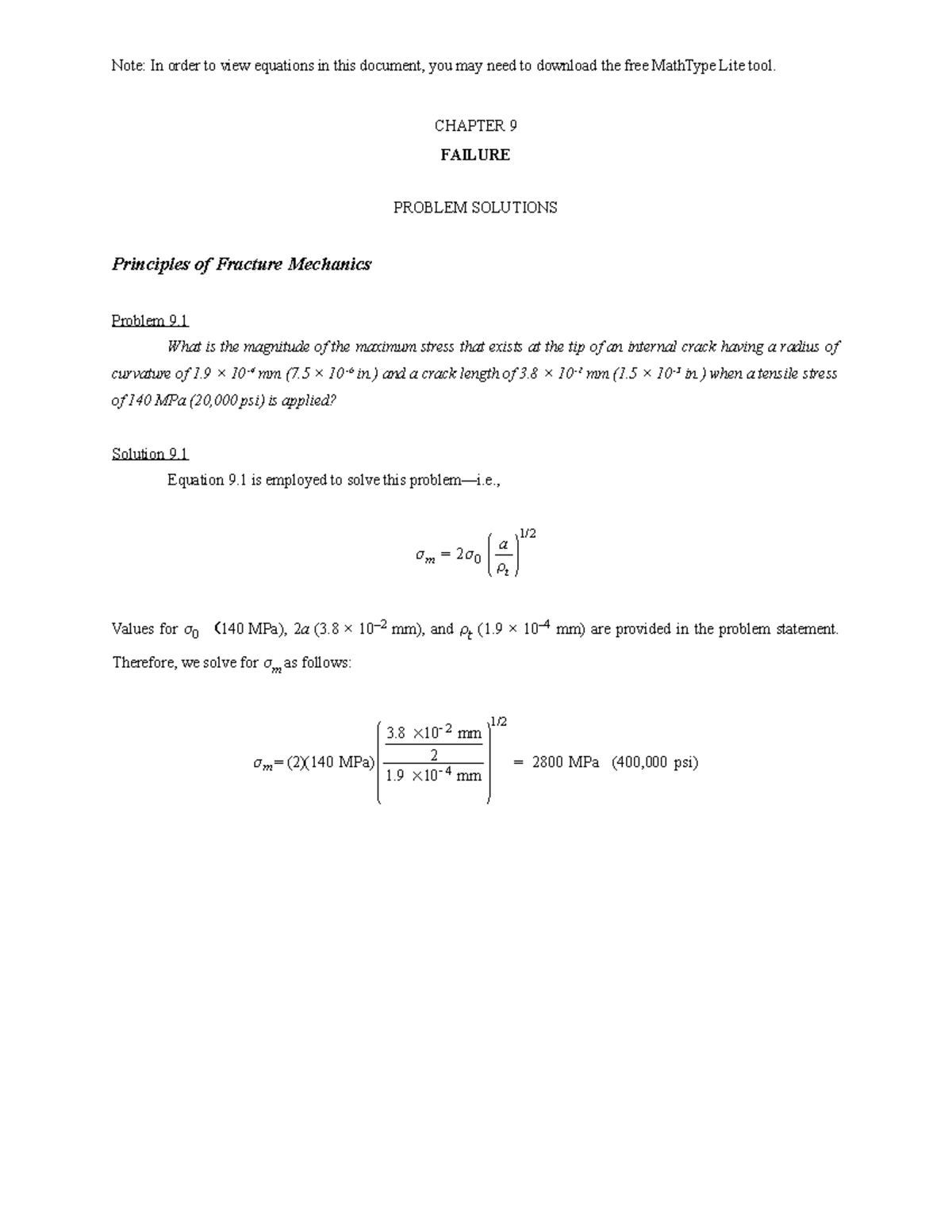 Ch09 - more Info - Note: In order to view equations in this document ...
