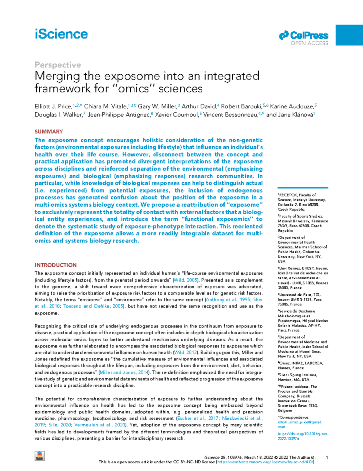 Merging the exposome into an integrated framework - iScience ...