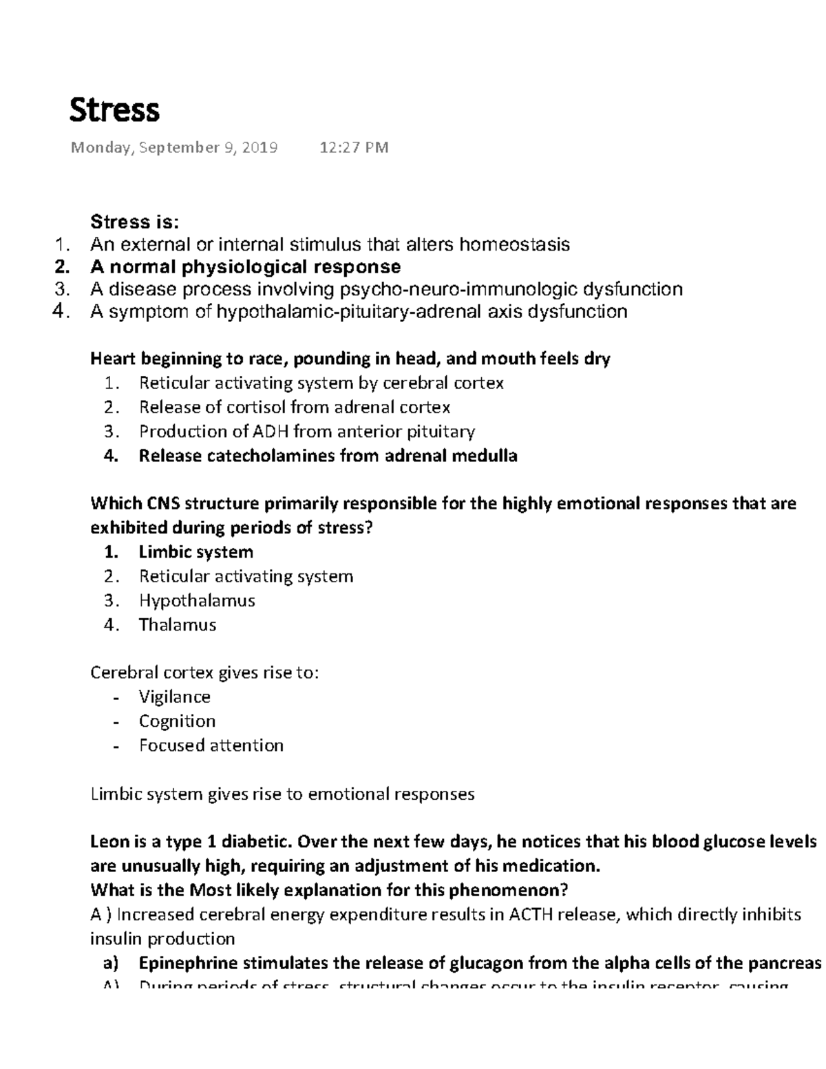 Stress - module notes - Stress is: An external or internal stimulus ...