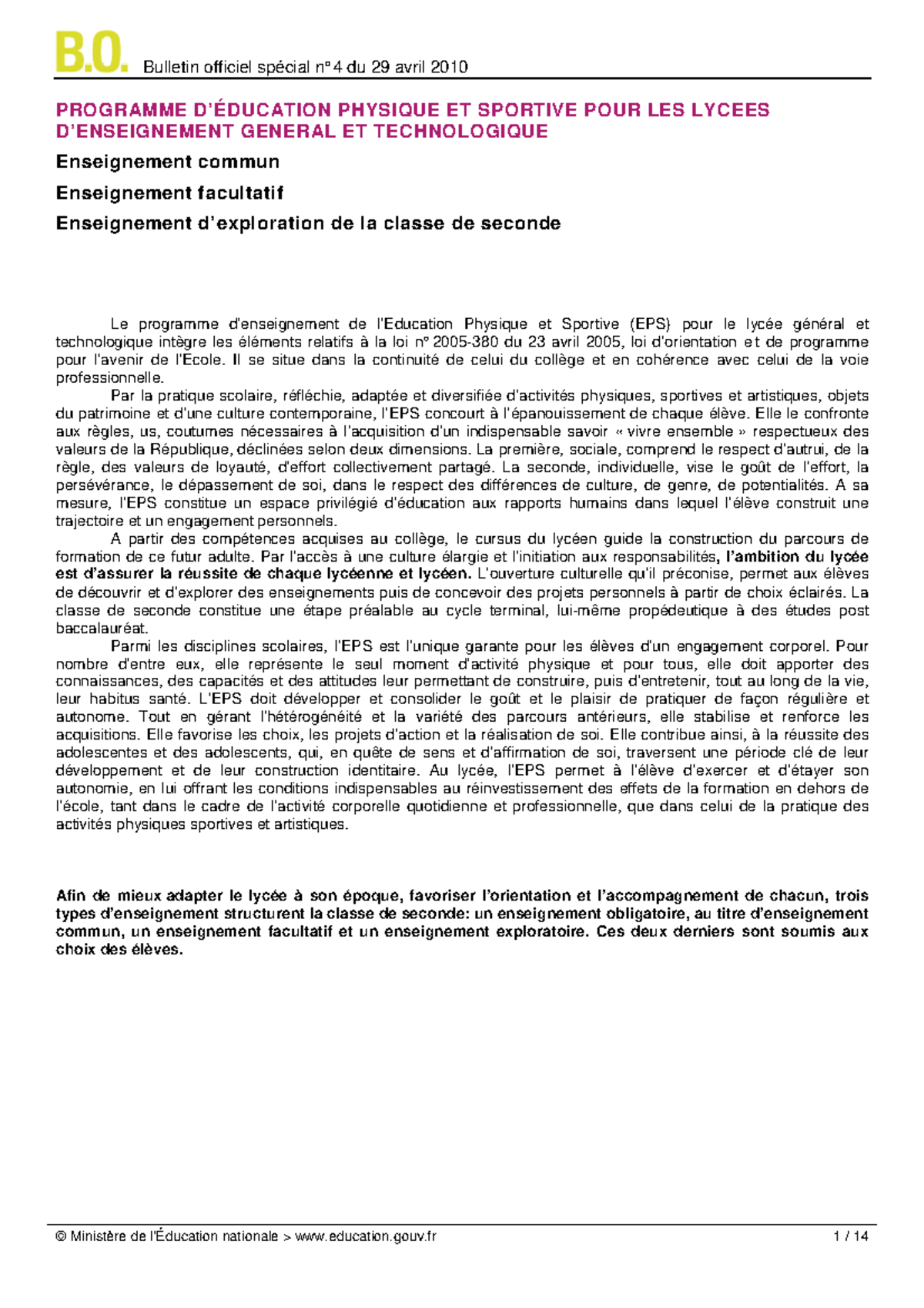 2010 programma eps lycee 2010 - PROGRAMME D’ÉDUCATION PHYSIQUE ET ...