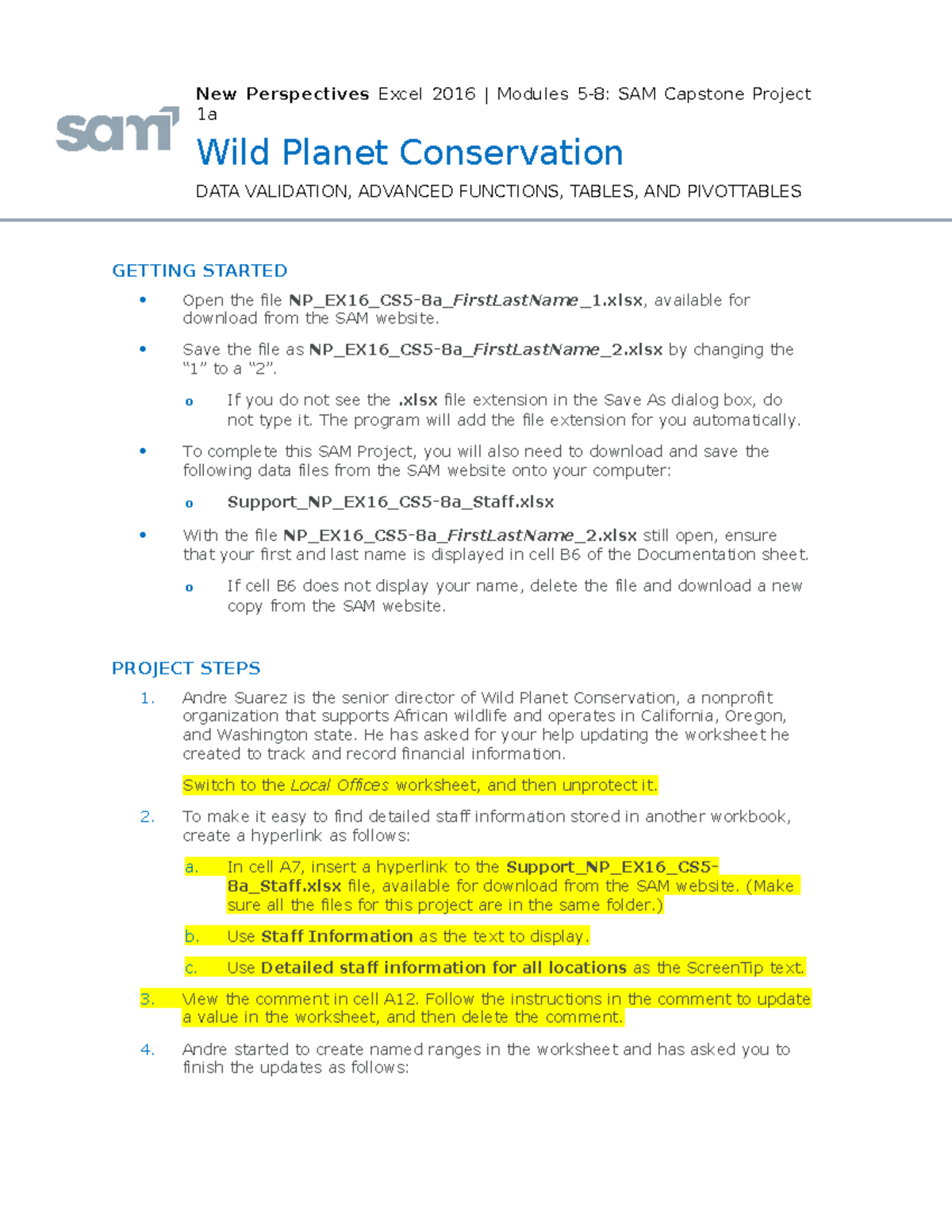 Instructions NP EX16 CS5-8a - New Perspectives Excel 2016 | Modules 5-8 ...