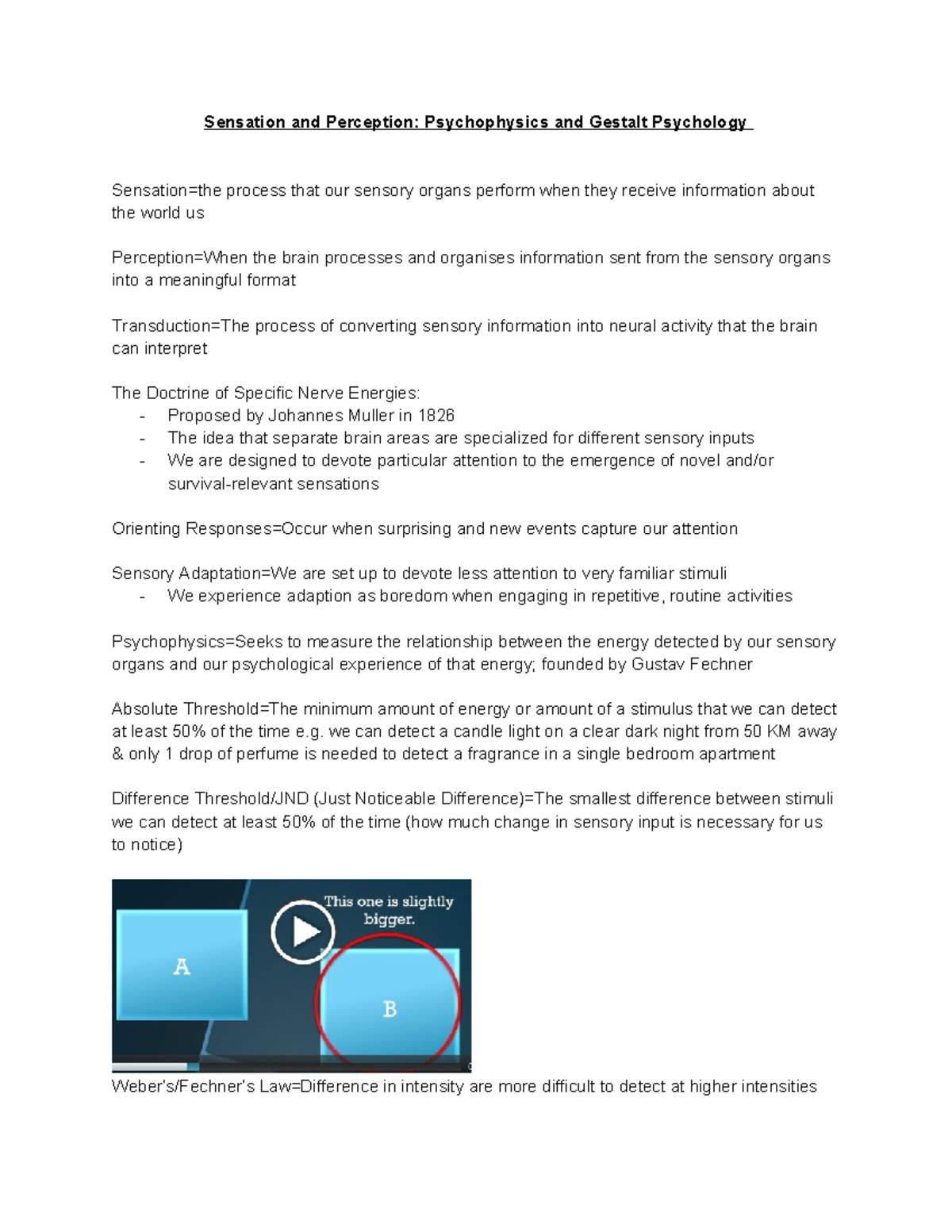 Chapter 4 Lecture 1 - Sensation and Perception: Psychophysics and ...