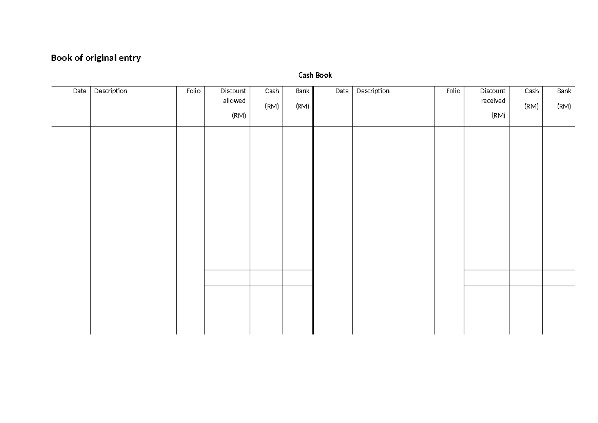 BPL1114 Template Books of Original Entry Ledgers - Book of original ...