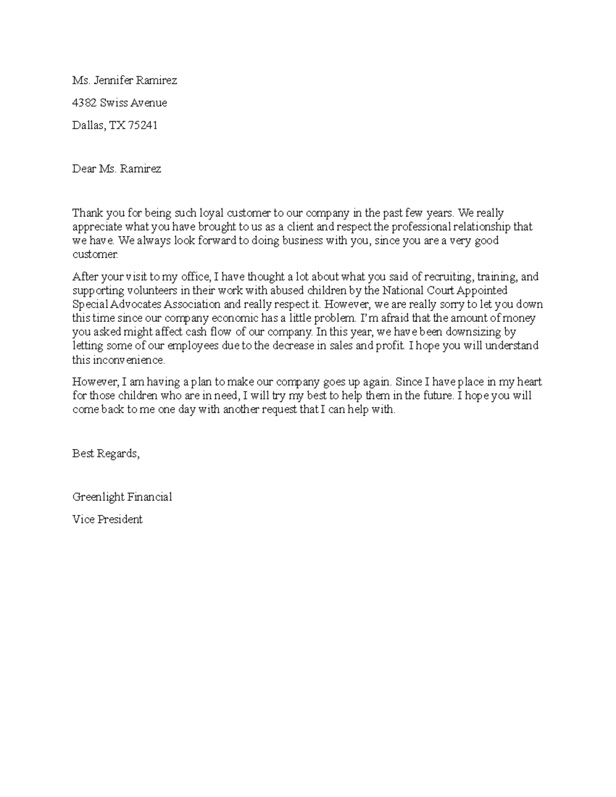 Bad news - hidasdwd - Ms. Jennifer Ramirez 4382 Swiss Avenue Dallas, TX ...