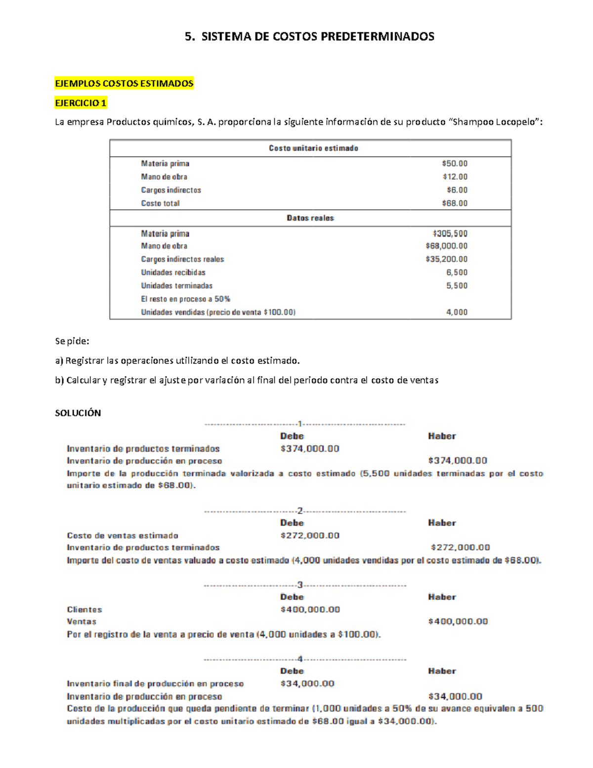 5a Ejemplos Ejercicios Tema 5 - 5. SISTEMA DE COSTOS PREDETERMINADOS ...
