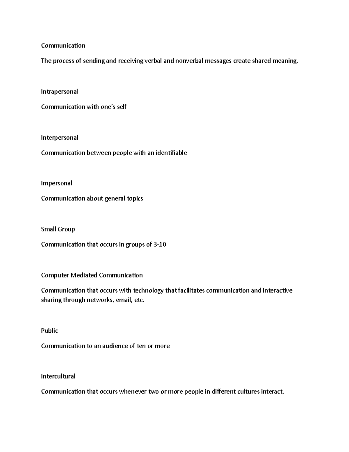 Spc 2608 quiz 1 - Quiz - Communication The process of sending and ...