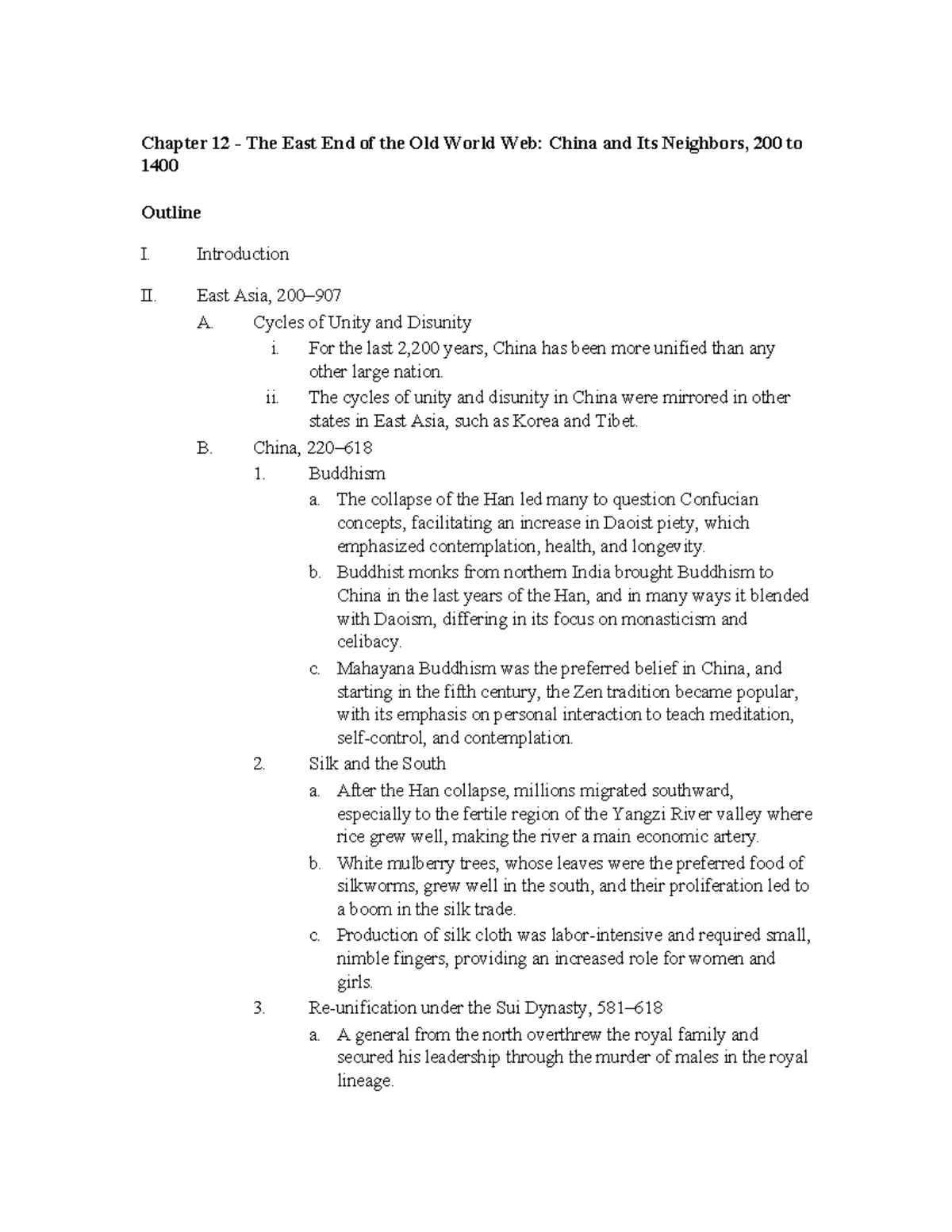 Ch12-outline 1 - Lecture Notes - Chapter 12 - The East End of the Old ...