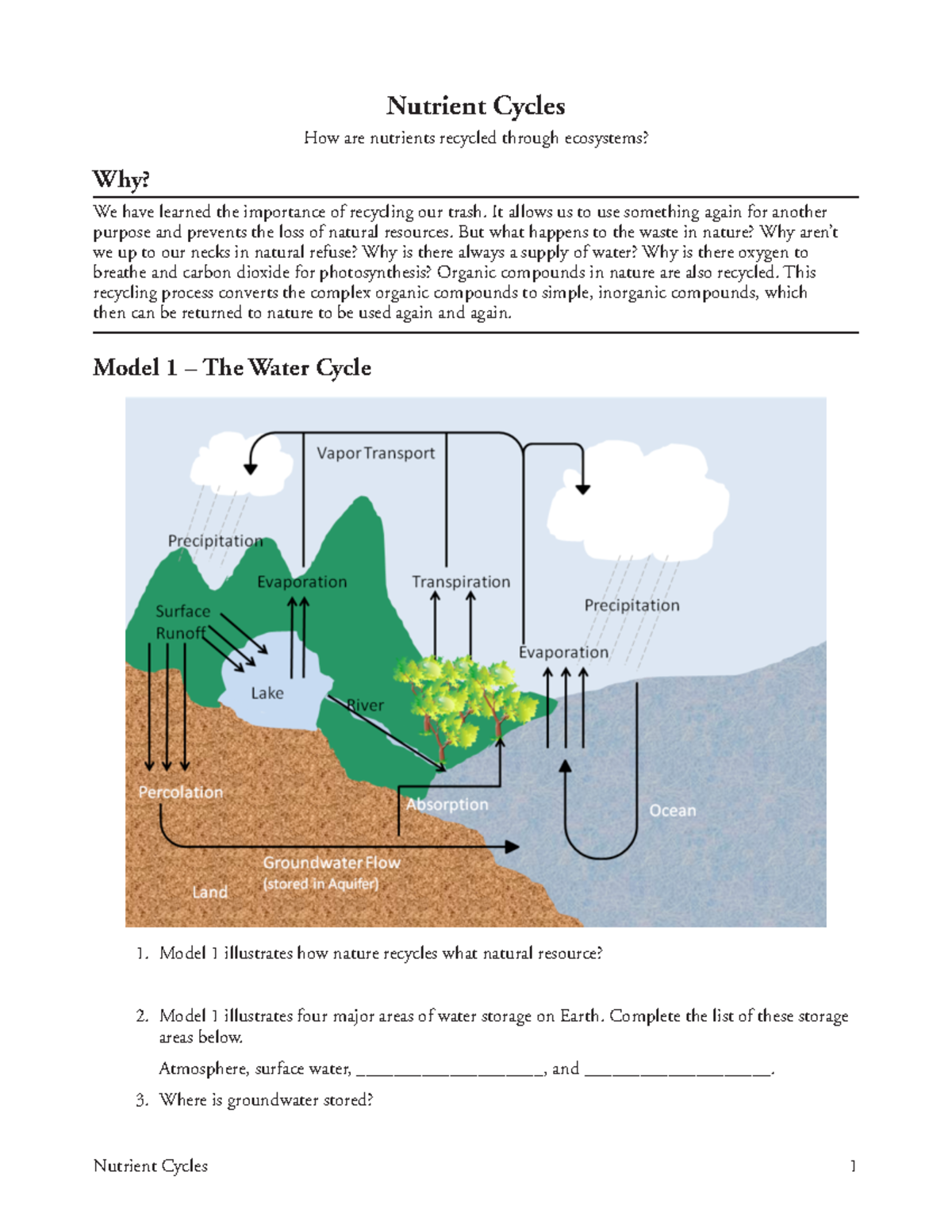22 Nutrient Cycles-S - idk - Nutrient Cycles 1 Nutrient Cycles How are ...