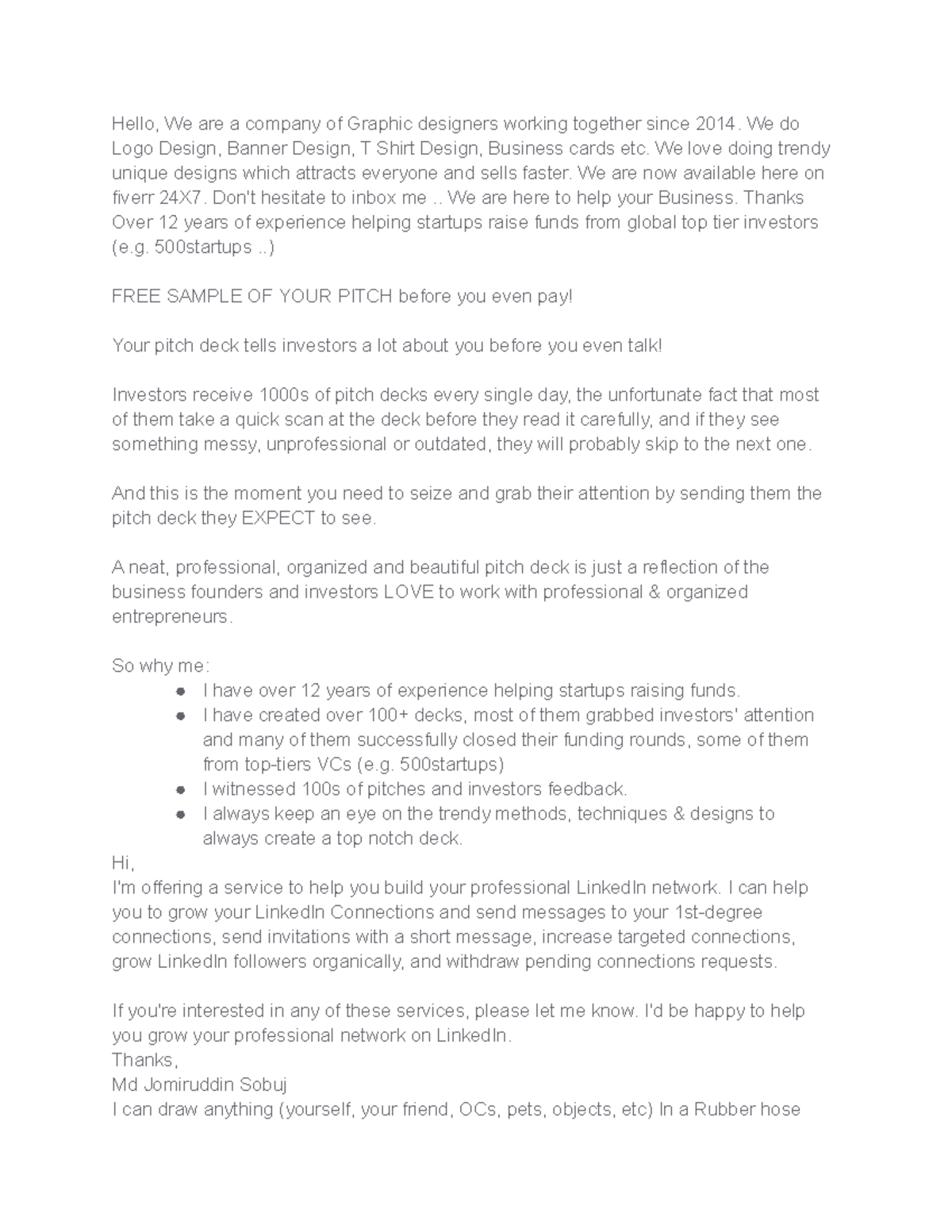 Fiverr 2 - lecture - Hello, We are a company of Graphic designers ...