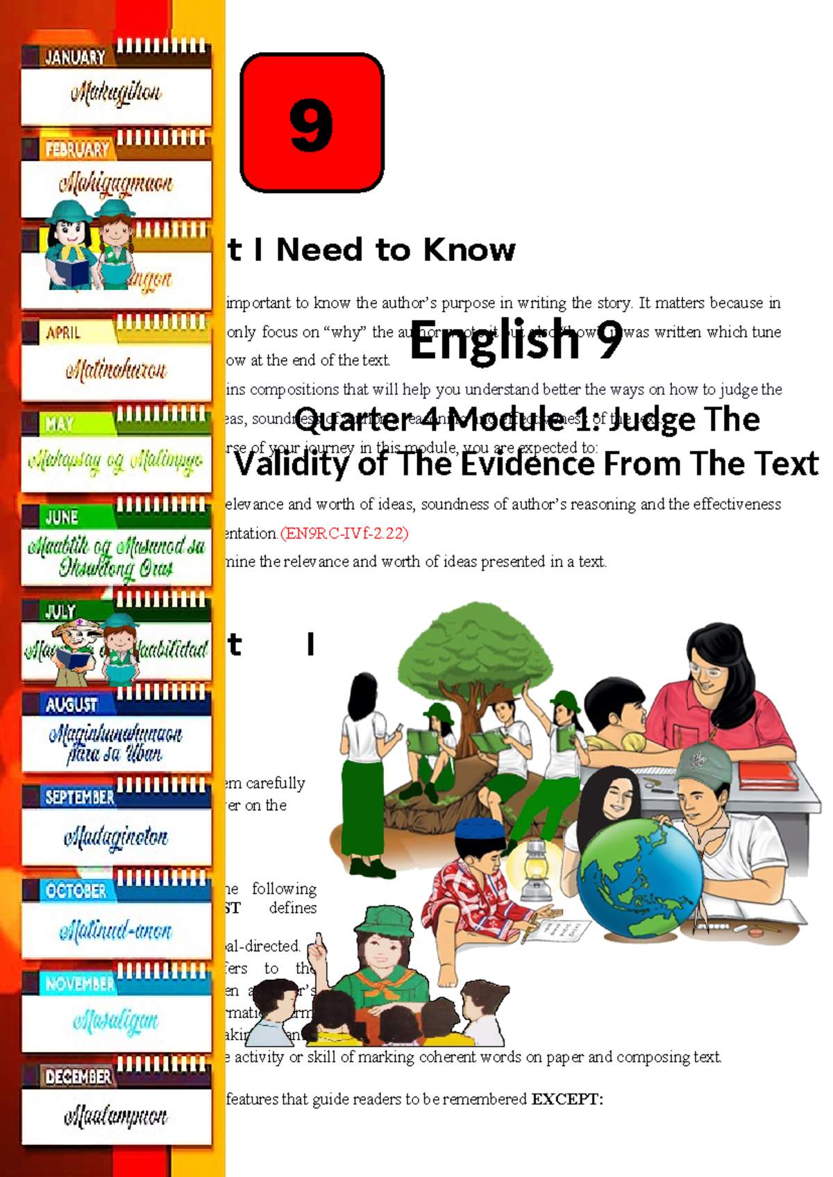 English 9 Q4 W1 MOD1 Modified - What I Need to Know As a student, it is ...