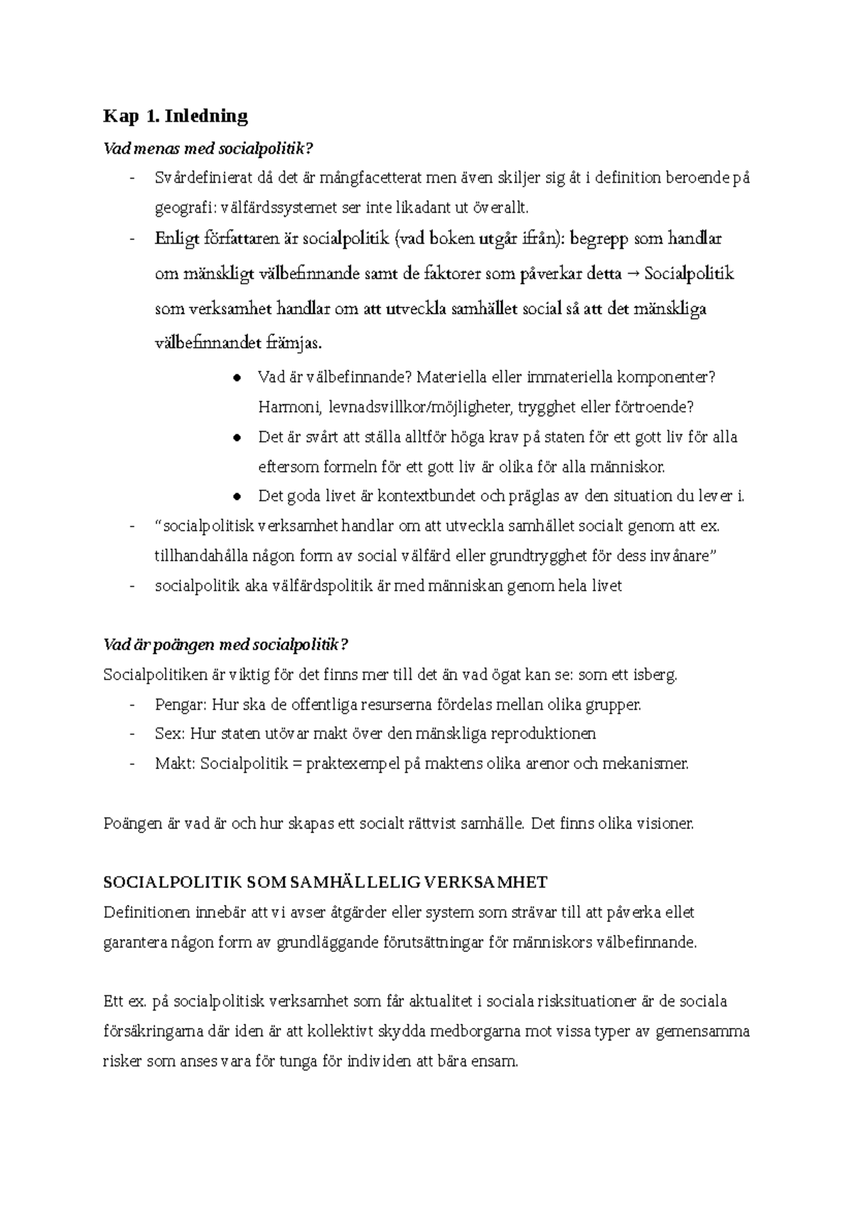 Socialpolitik i Norden (bok) - Kap 1. Inledning Vad menas med ...