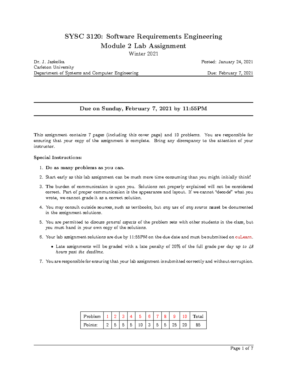Lab-02 - SYSC 3120: Software Requirements Engineering Module 2 Lab Assignment Winter 2021 Dr. J ...