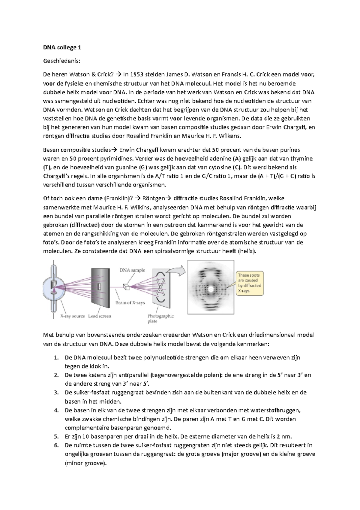 DNA college 1 - Watson en Francis H. C. Crick een model voor, voor de ...