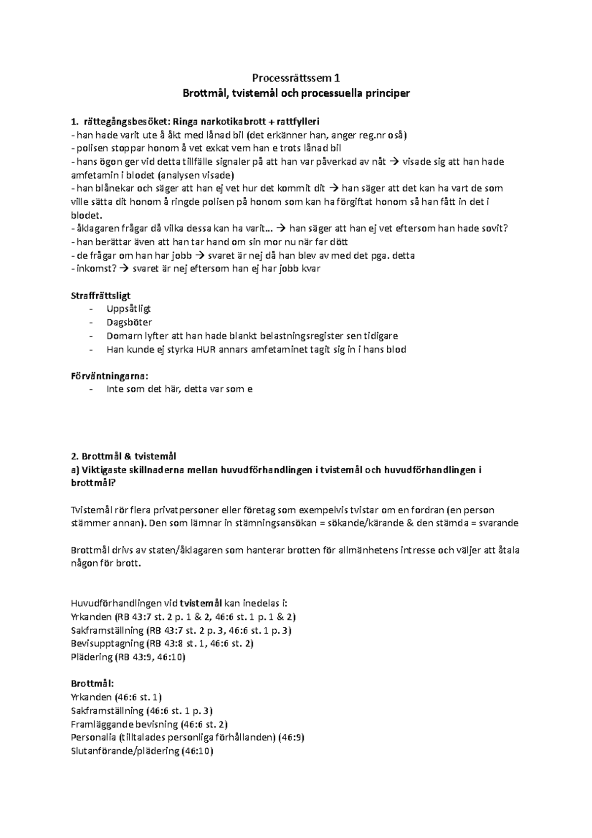 Processrättssem 1 - grundläggande principer + info - Processrättssem 1 ...