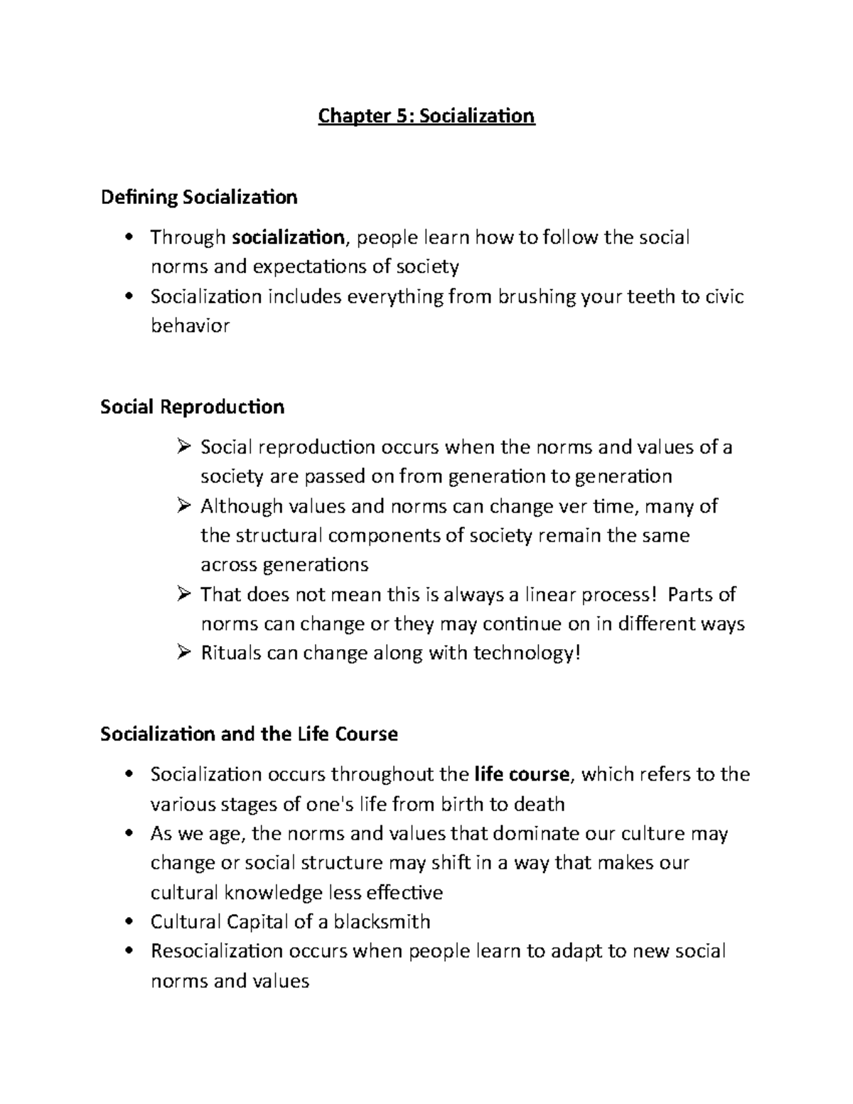Chapter 5 Socialization - Chapter 5: Socialization Defining ...
