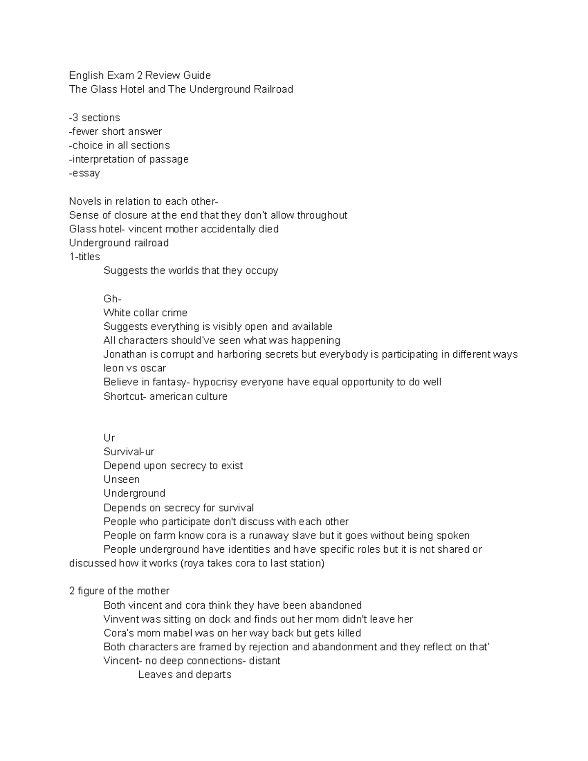 English exam 2 review guide - English Exam 2 Review Guide The Glass ...