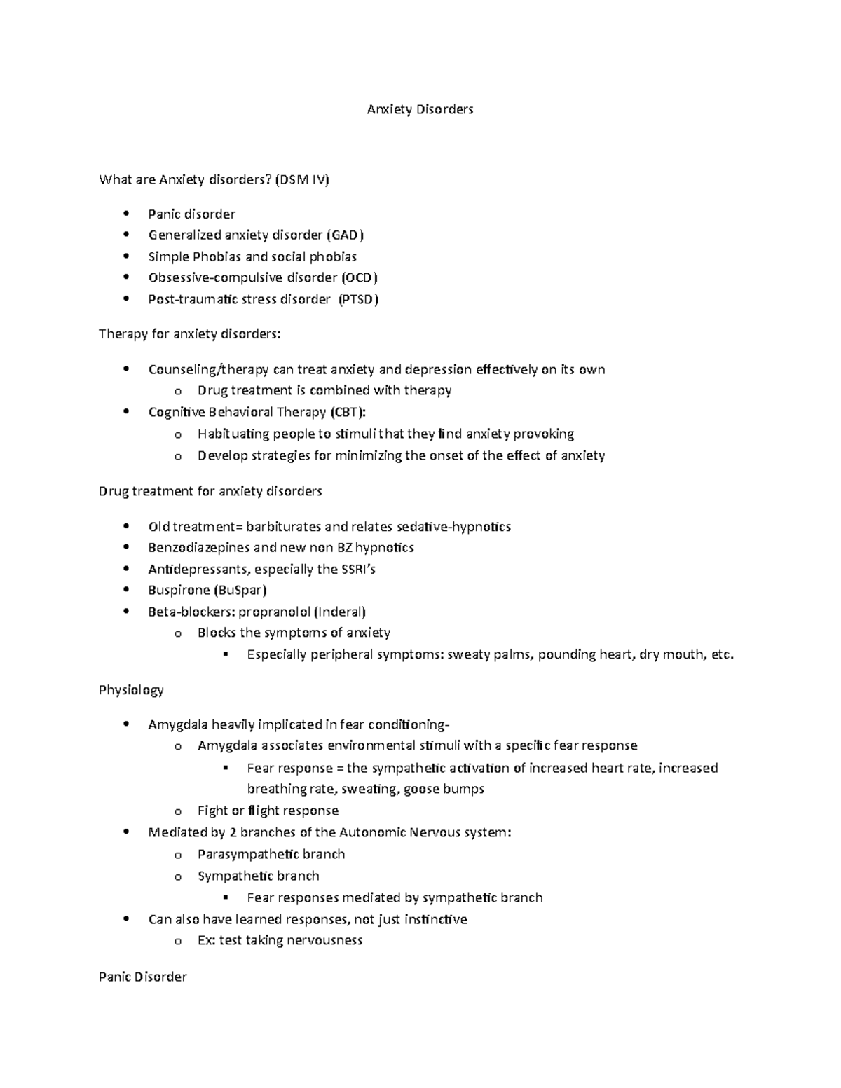 10 9 Anxiety Disorders - Lecture notes 1 - Anxiety Disorders What are ...