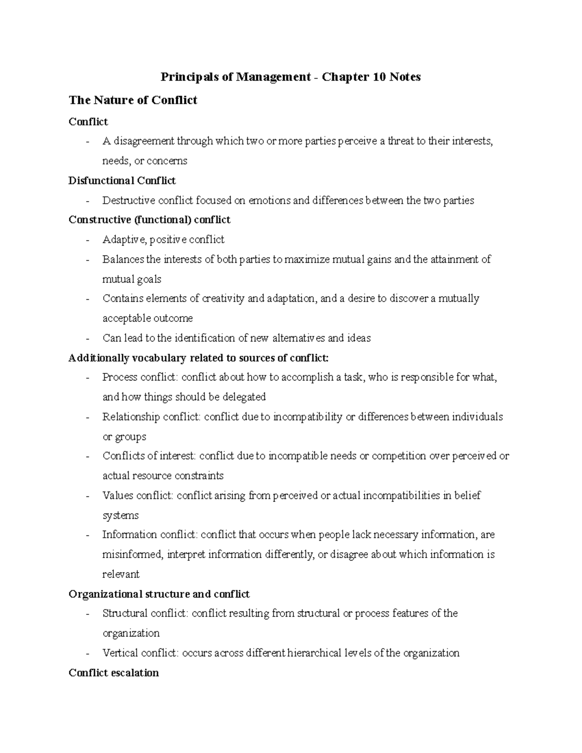 Management Notes Chapter 10 - Principals of Management - Chapter 10 ...