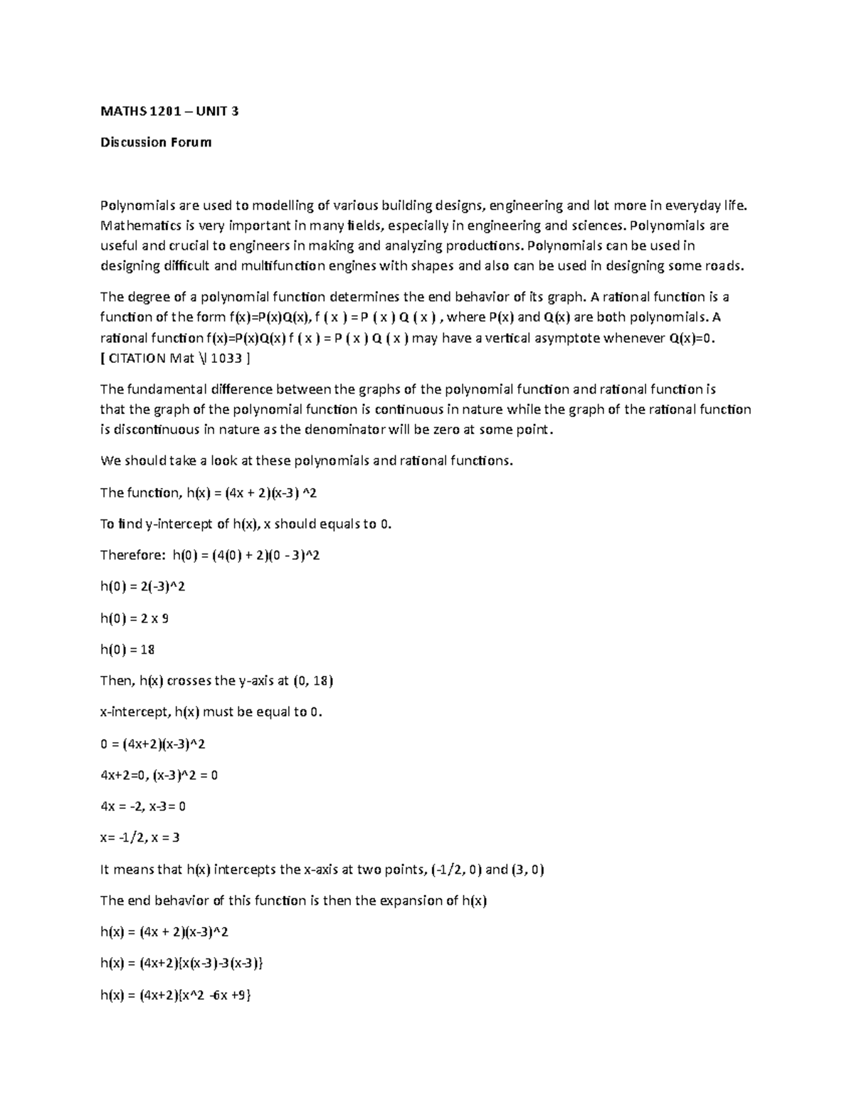 Maths 1201-Unit 3 Discussion - Accounting - Studocu