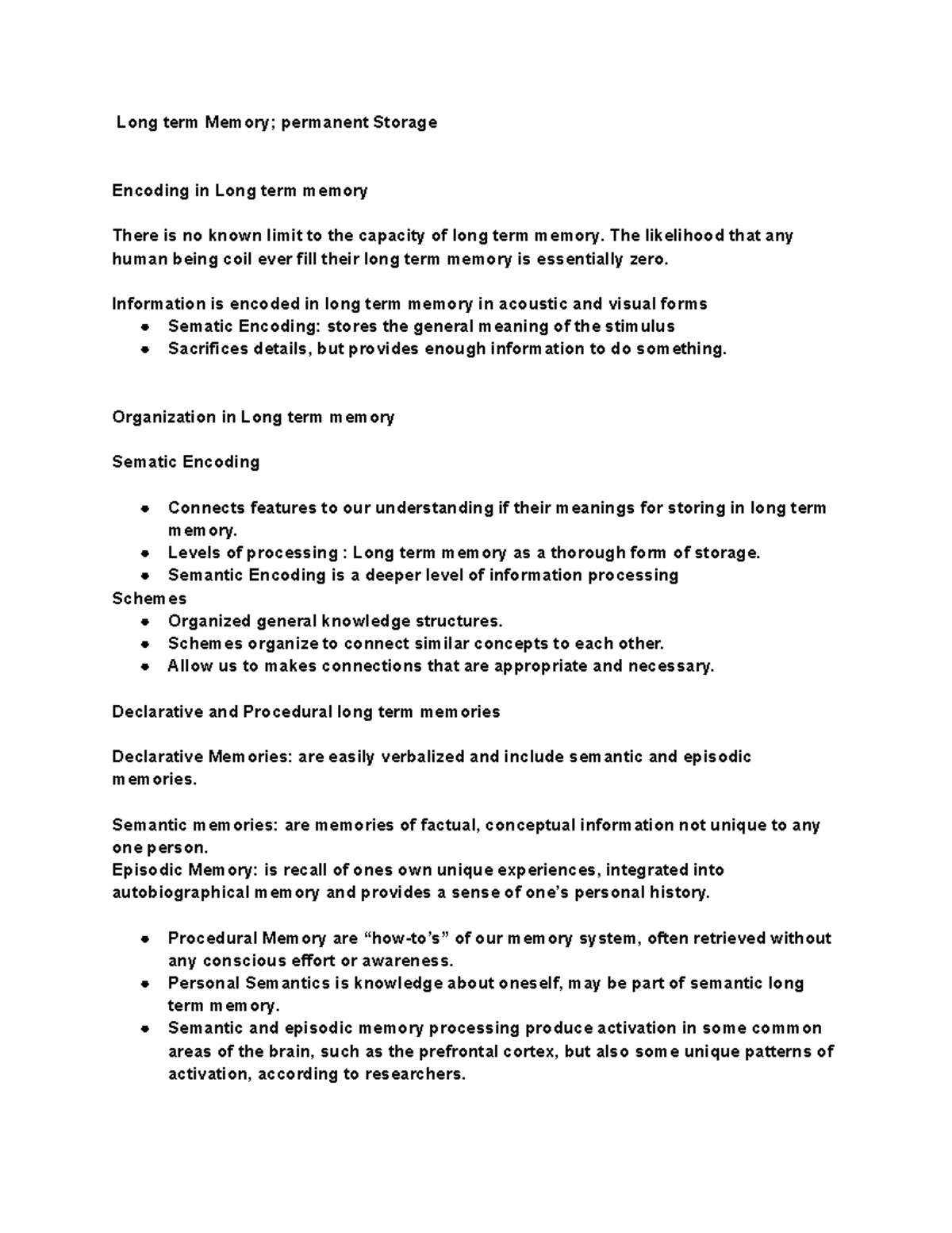 Memories 2 - Pscychology 02 - Long term Memory; permanent Storage ...