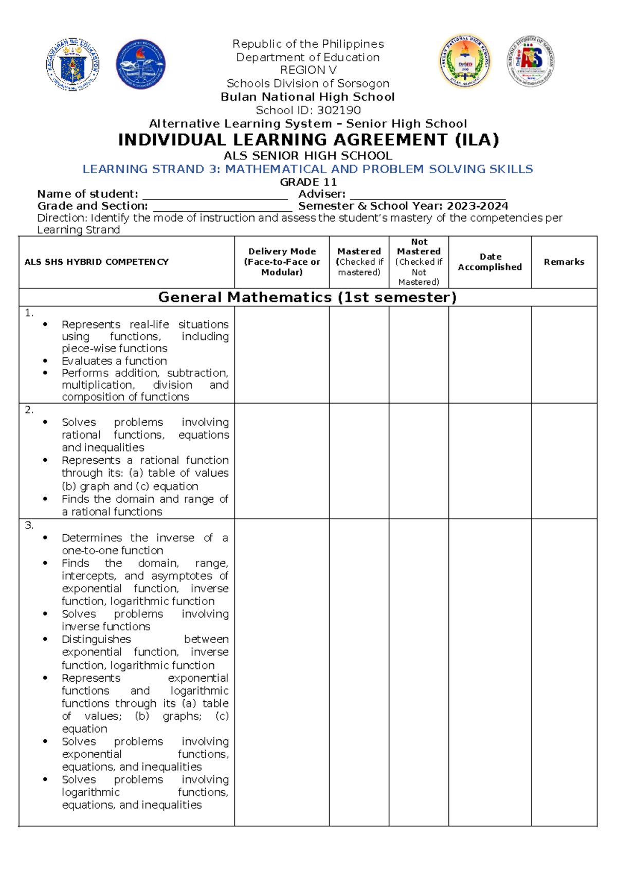 ILA-genmath - narrative - Republic of the Philippines Department of ...
