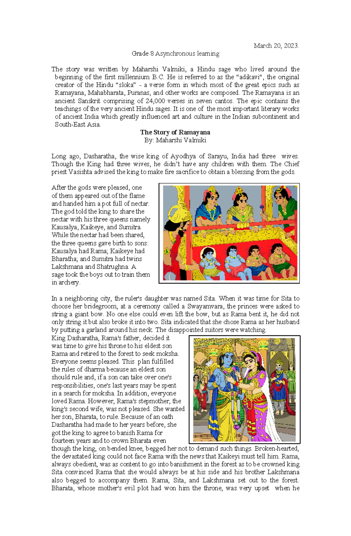 Grade 8 Asynchronous learning - March 20, 2023. Grade 8 Asynchronous ...