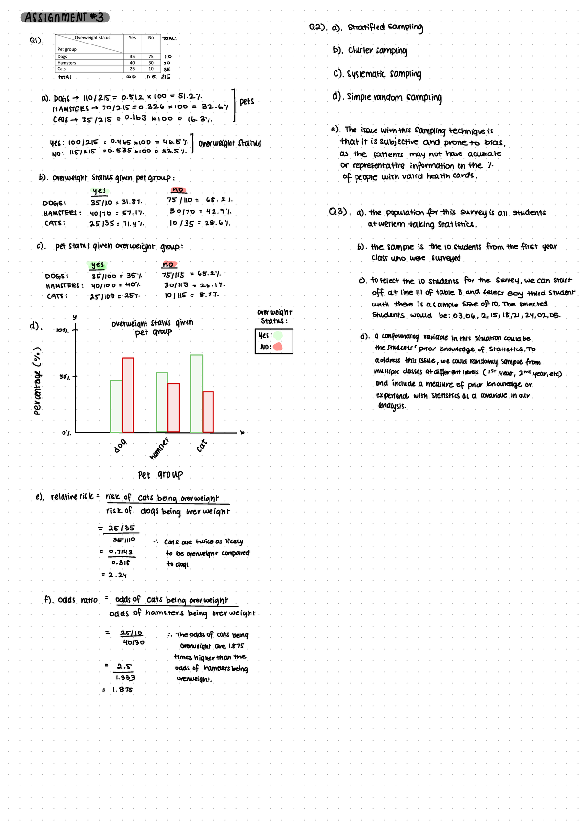 Assignment 3 - ..... - ASSIGNMENT Q2). a) Stratified sampling Q1. TOTAL: b) cluster sampling 110 ...