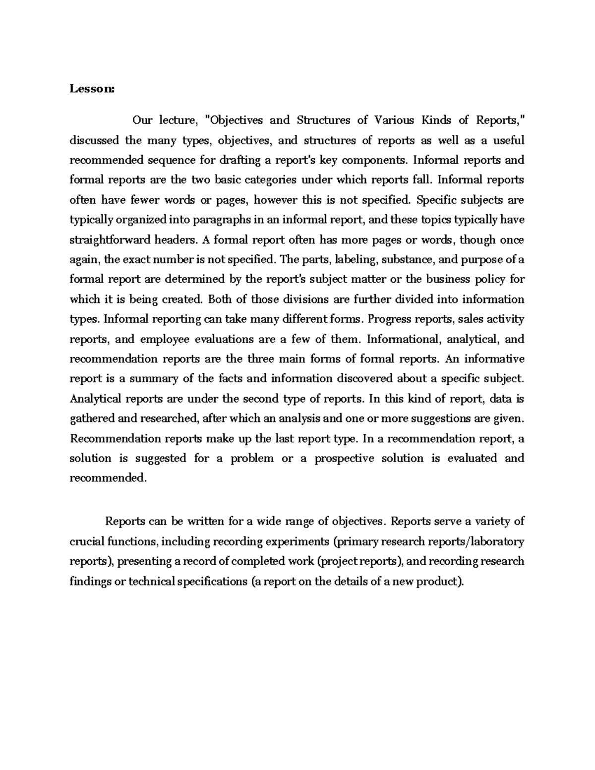 EAPP Q2 - Informal reports and formal reports are the two basic ...