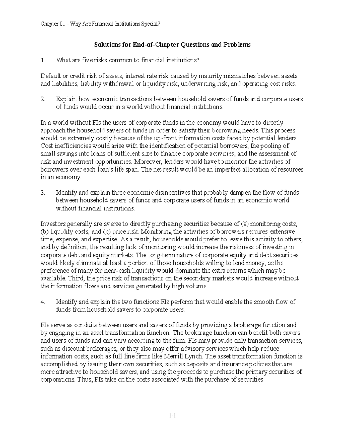 Questions and answers at back of book - Solutions for End-of-Chapter ...