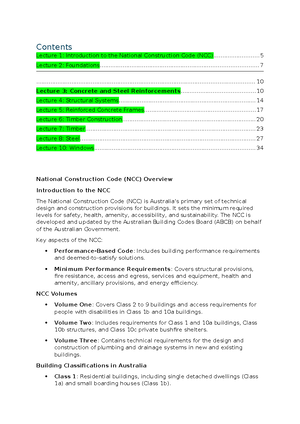 Low Rise Construction Module 1doc - Table of Contents - Studocu