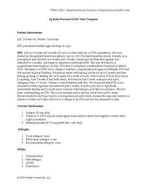 Week 3 soap note prac 6568 - Week 3 Soap Note Master of Science in ...