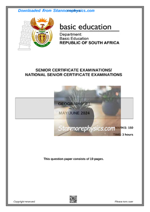 Gr 10 Geography (English) Controlled Test 1 2023 Question Paper ...