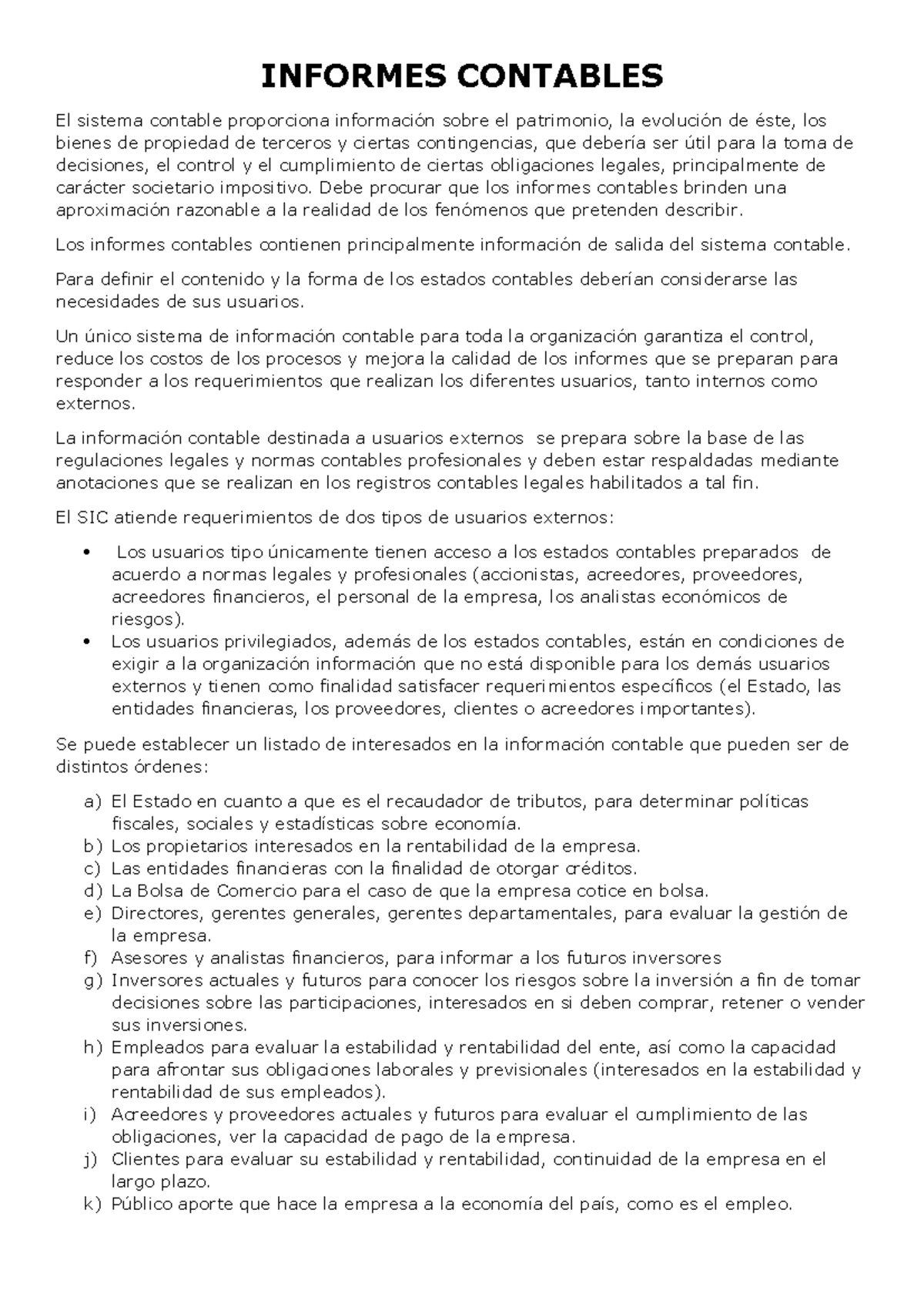 Informes Contables - knknjk - INFORMES CONTABLES El sistema contable ...