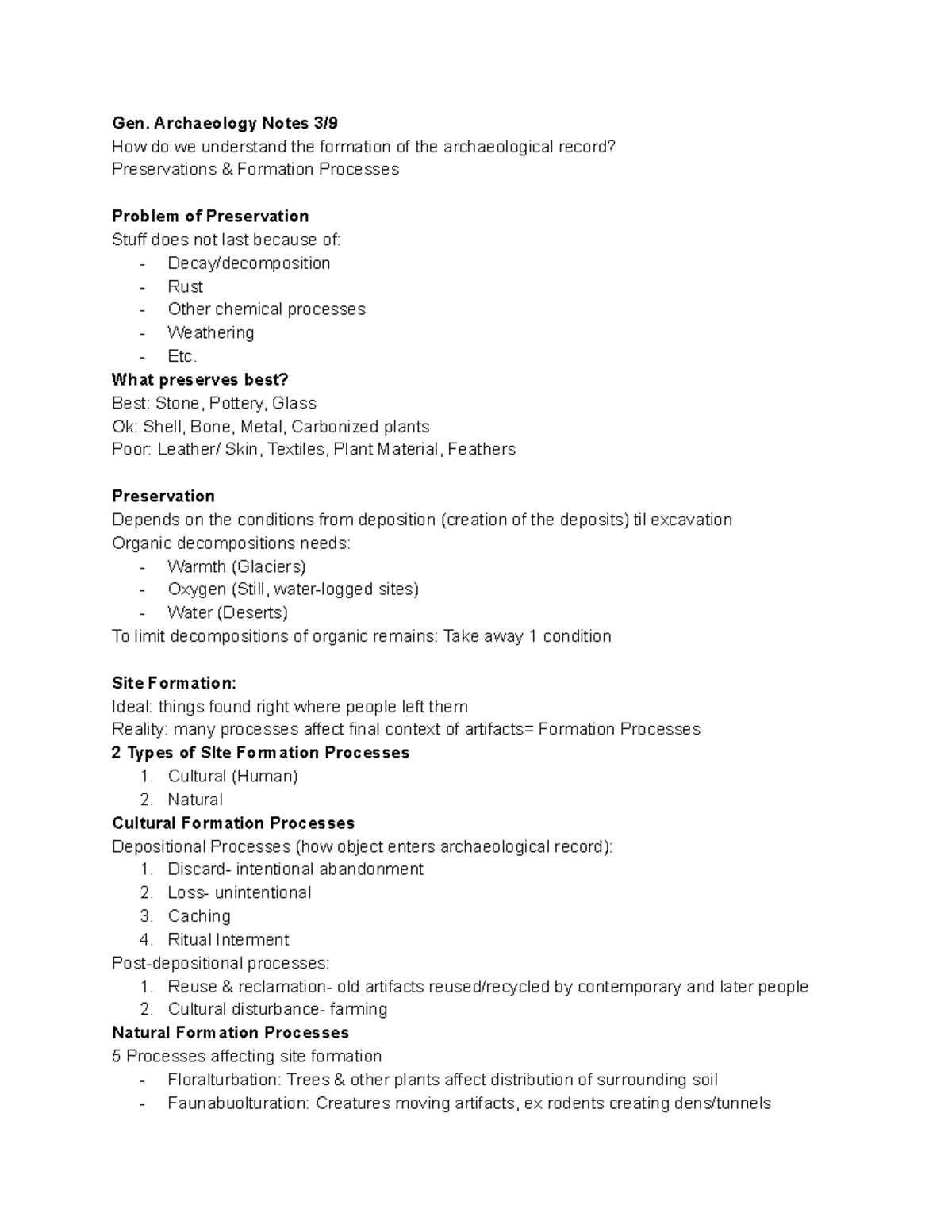 General Archaeology - Preservation - Gen. Archaeology Notes 3/ How do ...