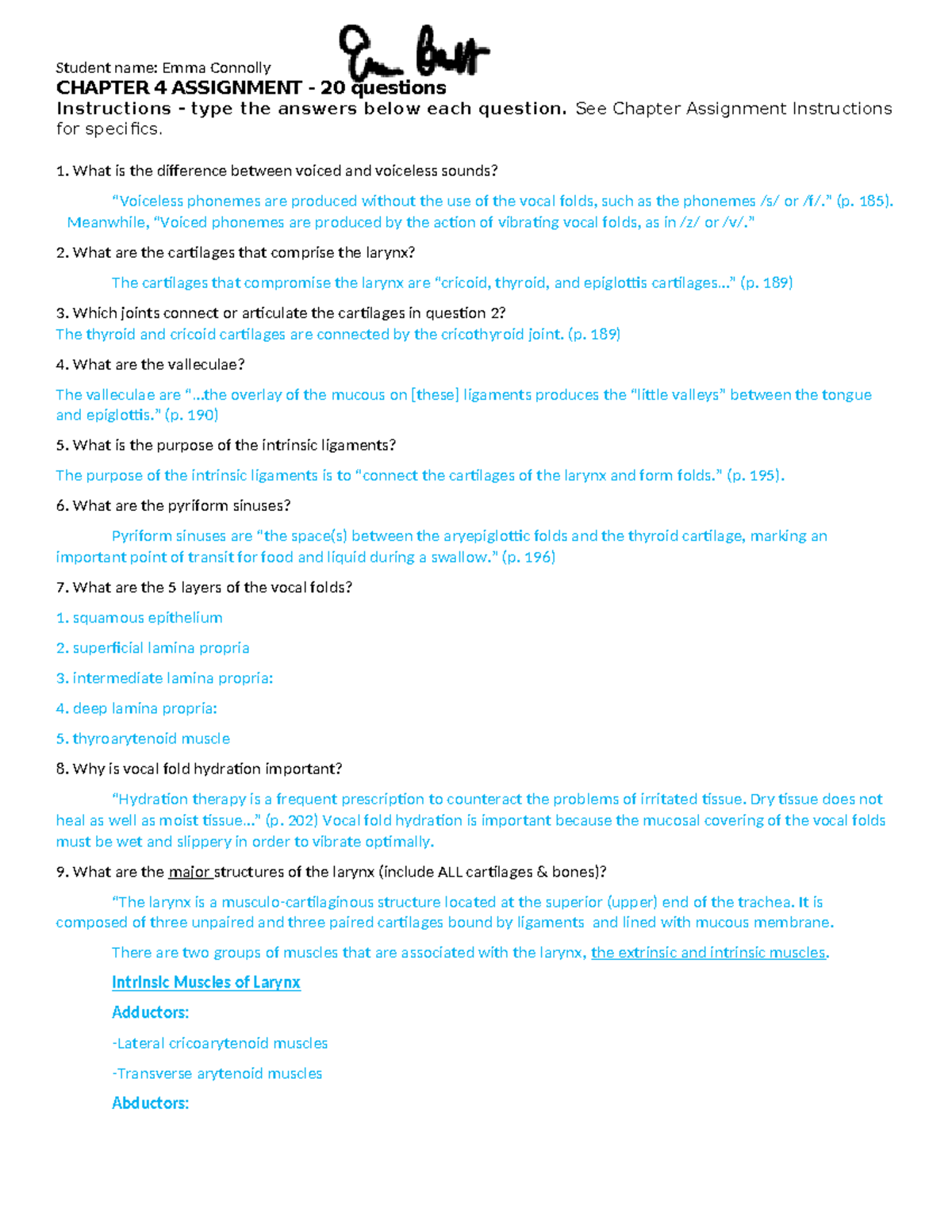 Chapter 4 Assignment Emma Connolly - CHAPTER 4 ASSIGNMENT - 20 questions Instructions - type the ...