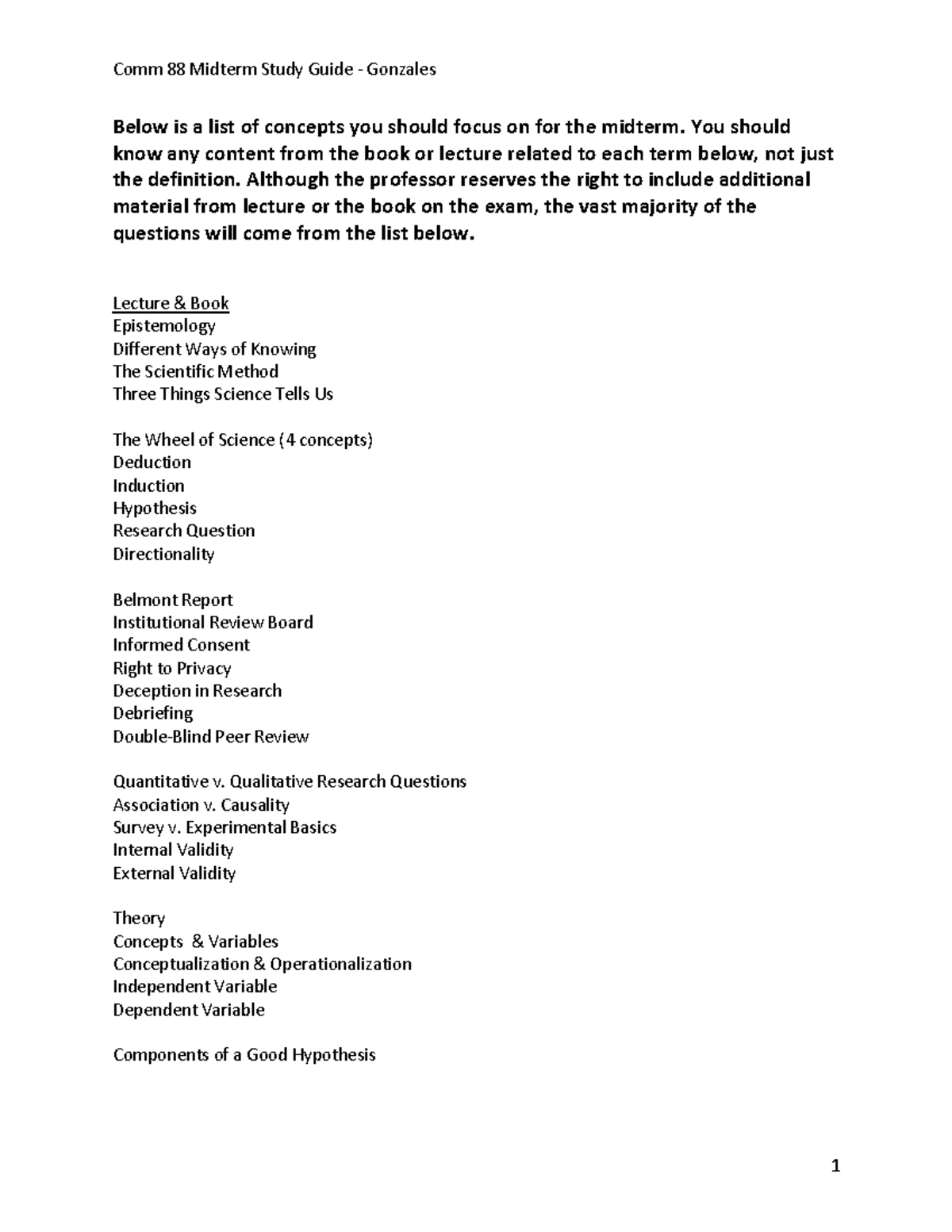 Comm 88 Midterm Study Guide 2024-1 - Comm 88 Midterm Study Guide ...