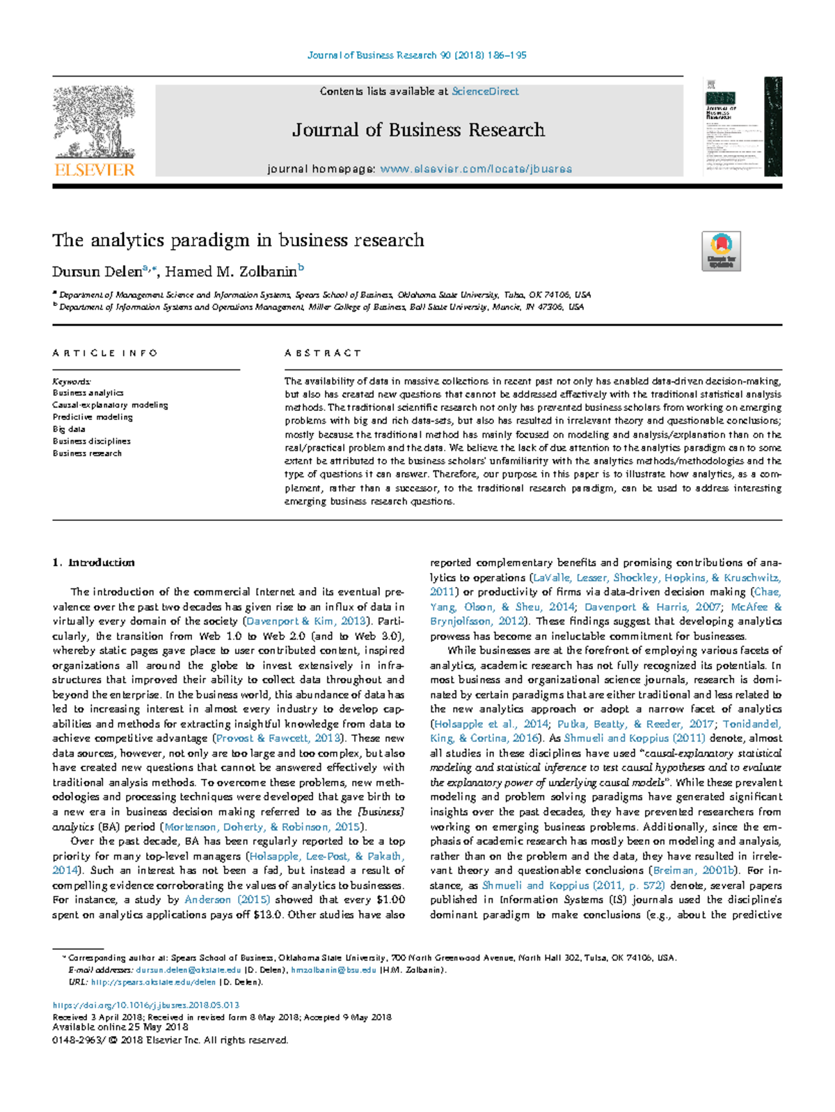 C9sum The analytics paradigm - Contents lists available at ...