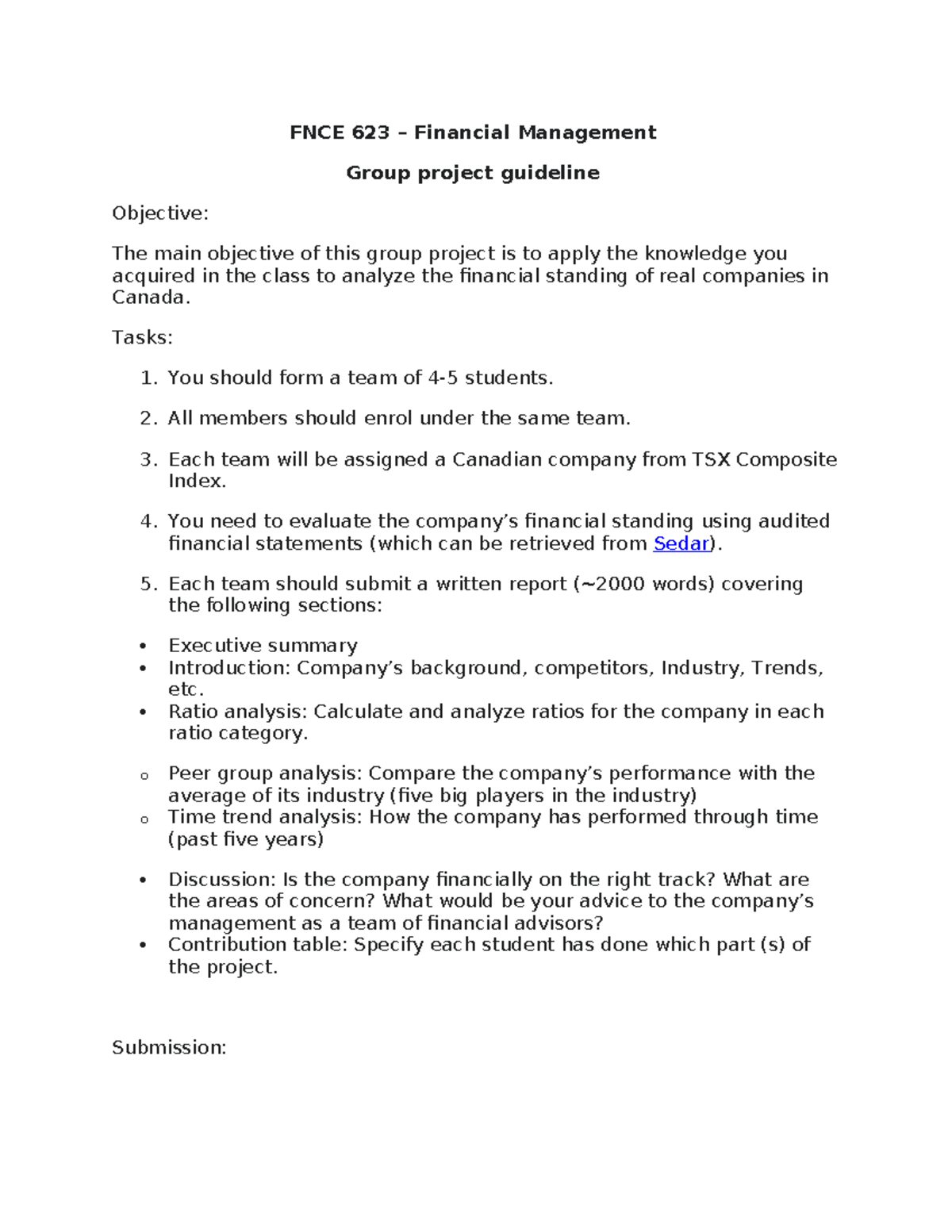 FNCE 623 - jggyh - FNCE 623 – Financial Management Group project ...