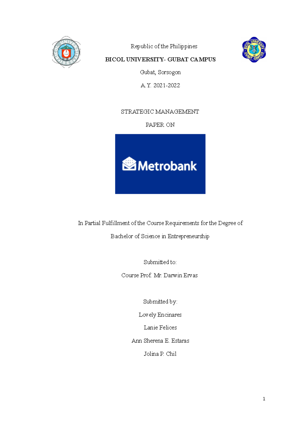 Metropolitan Bank Trust Co - Republic of the Philippines BICOL ...