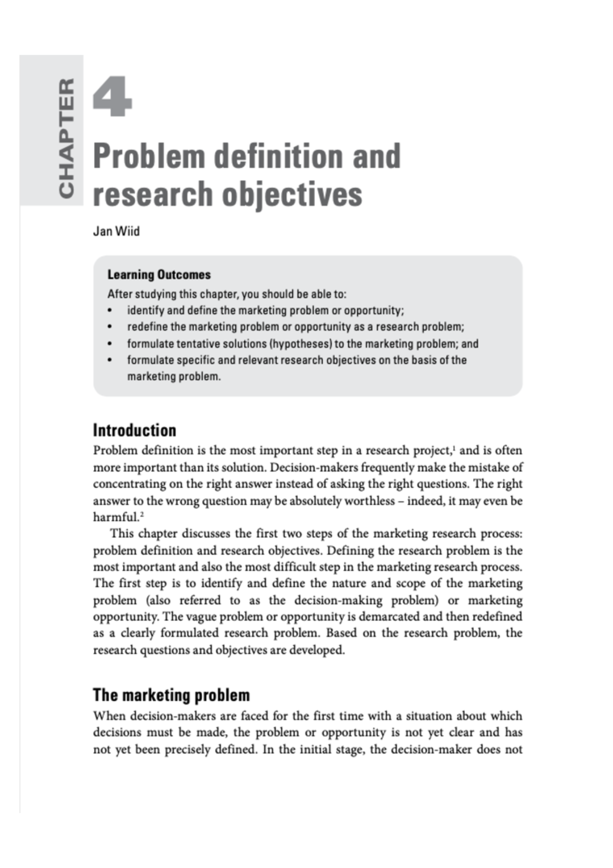 BEM 314- Chapter 4 - BEM CHAP 4 - 4 Problem definition and research objectives Jan Wiid Learning ...
