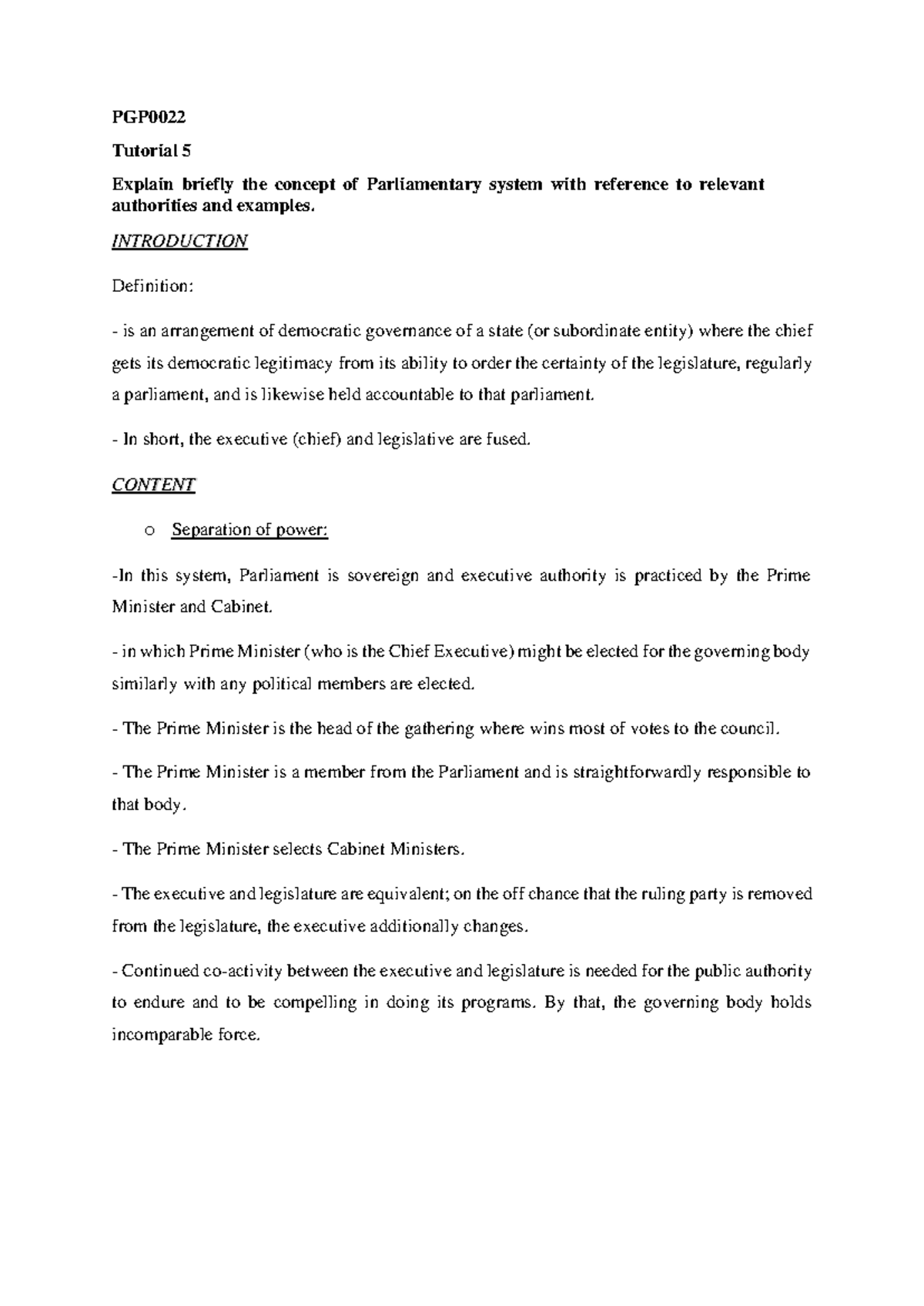 PGP0022 Tutorial 5 - INTRODUCTION CONTENT PGP Tutorial 5 Explain ...