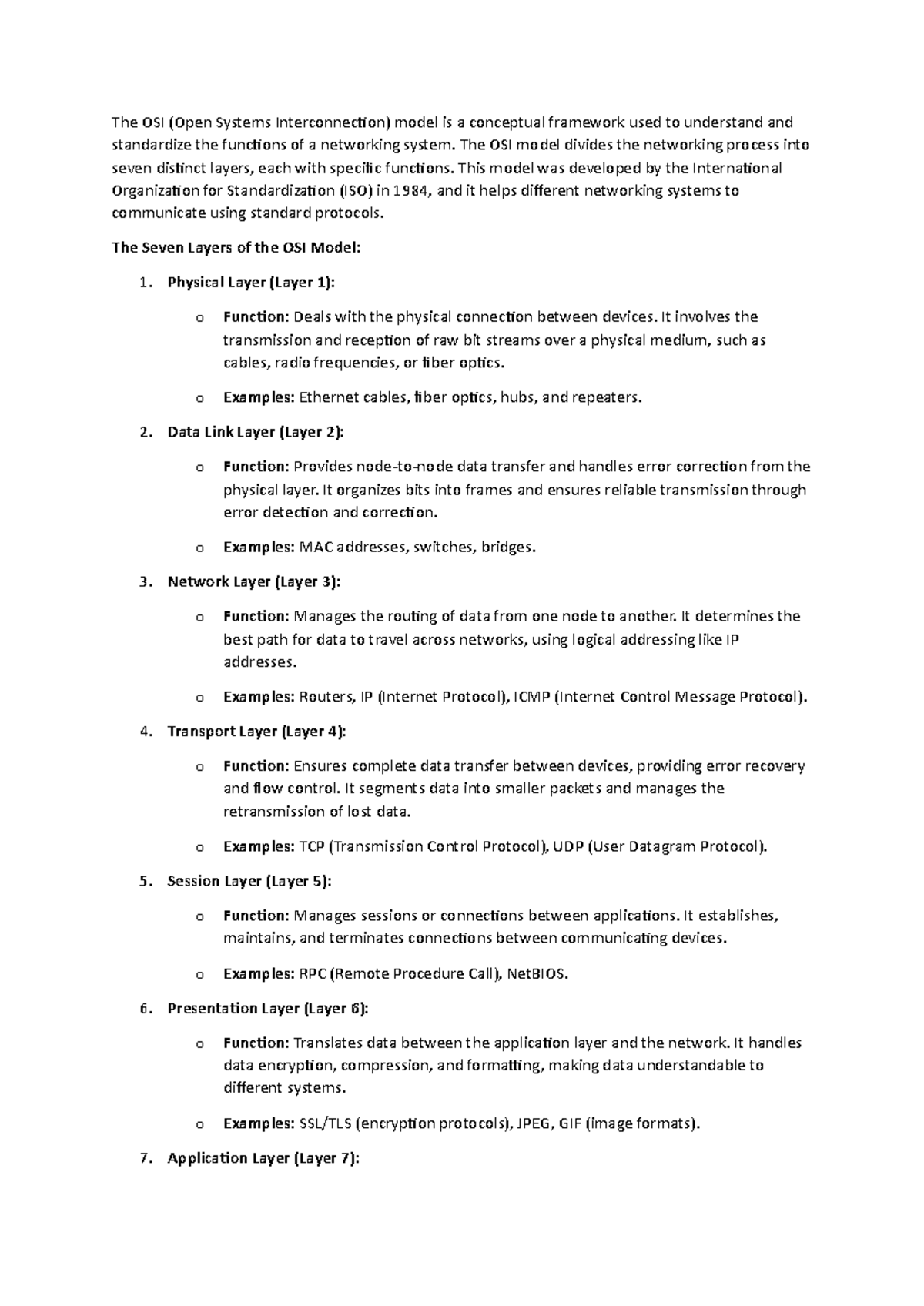 OSI Model - Notes are good - The OSI (Open Systems Interconnection ...