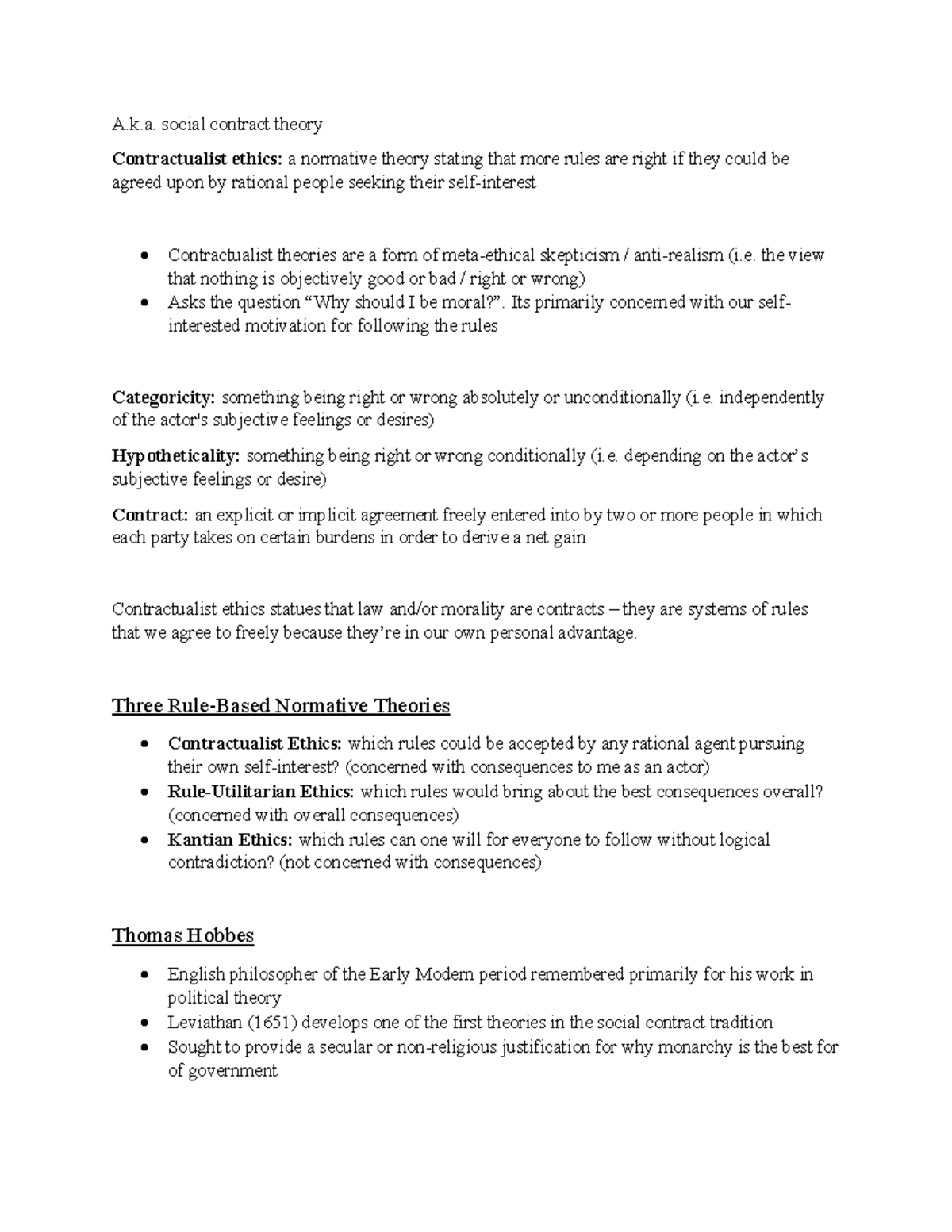 PHIL1500 - Contractualist Ethics - A.k. social contract theory ...