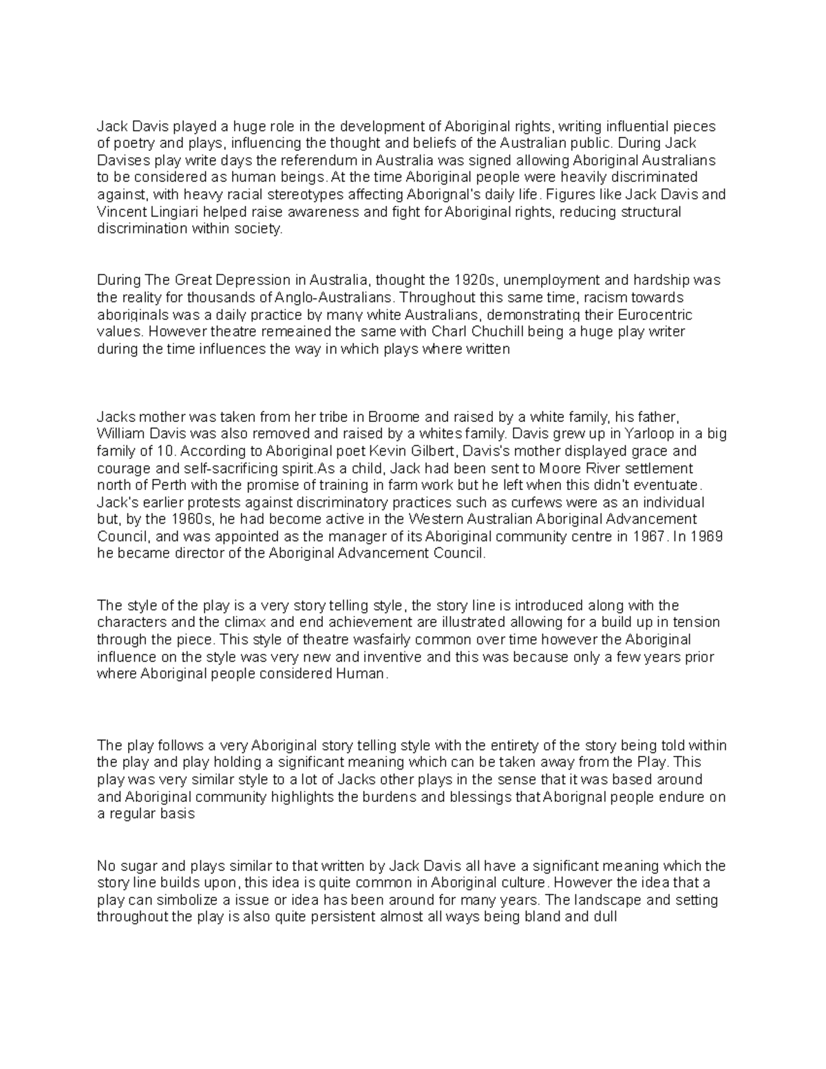 Jack Davis played a huge role in the development of Aboriginal rights ...